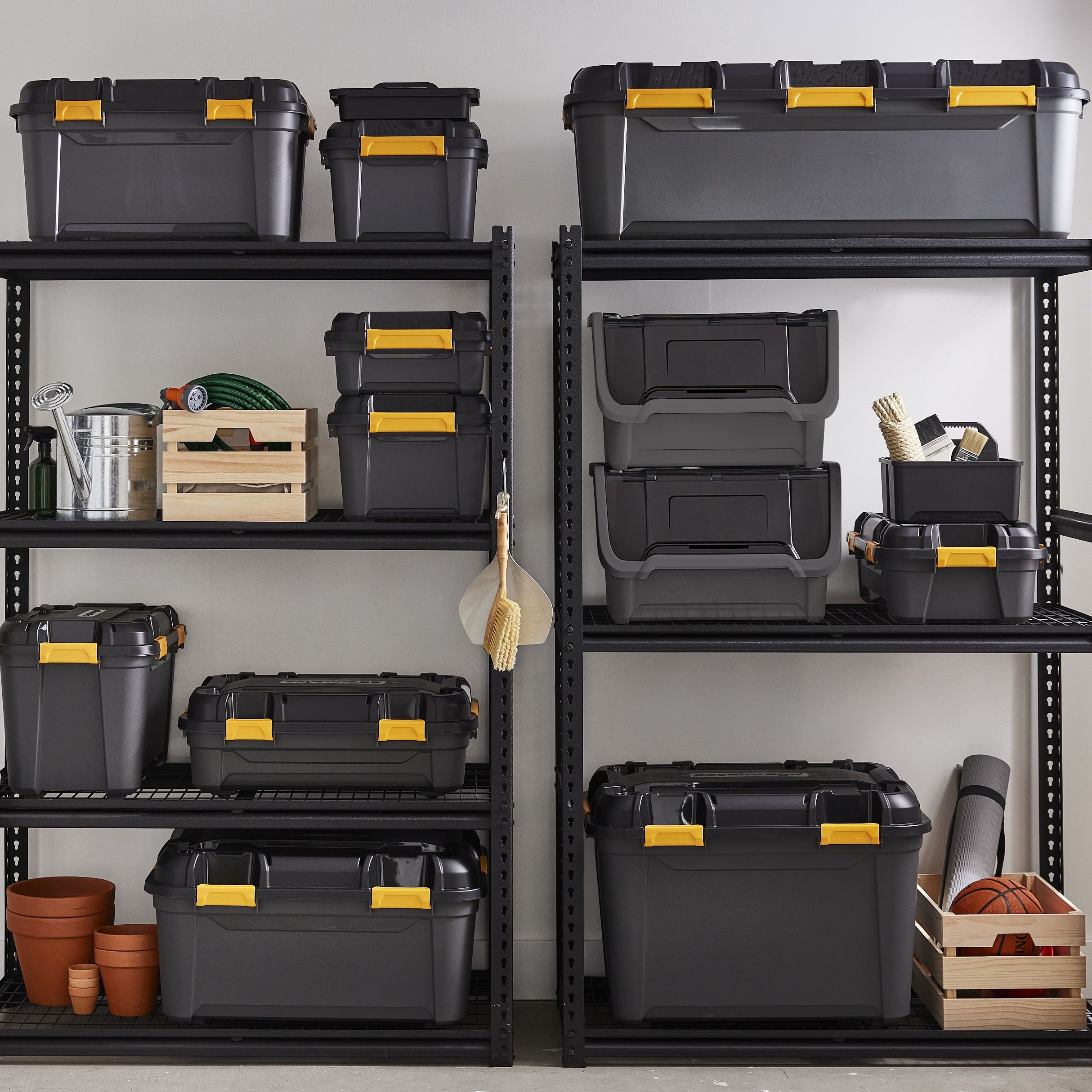 Ezy Storage Bunker tough Heavy duty Black 120L XL Plastic Stackable ...