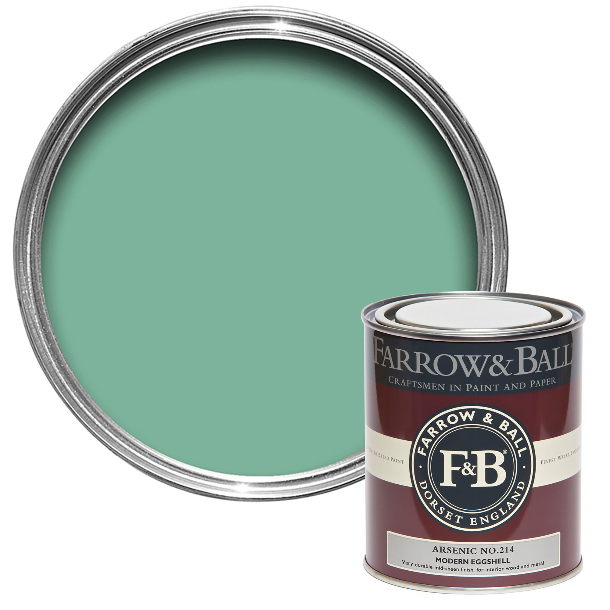 Farrow & Ball Modern Arsenic No.214 Eggshell Paint, 750ml | Tradepoint
