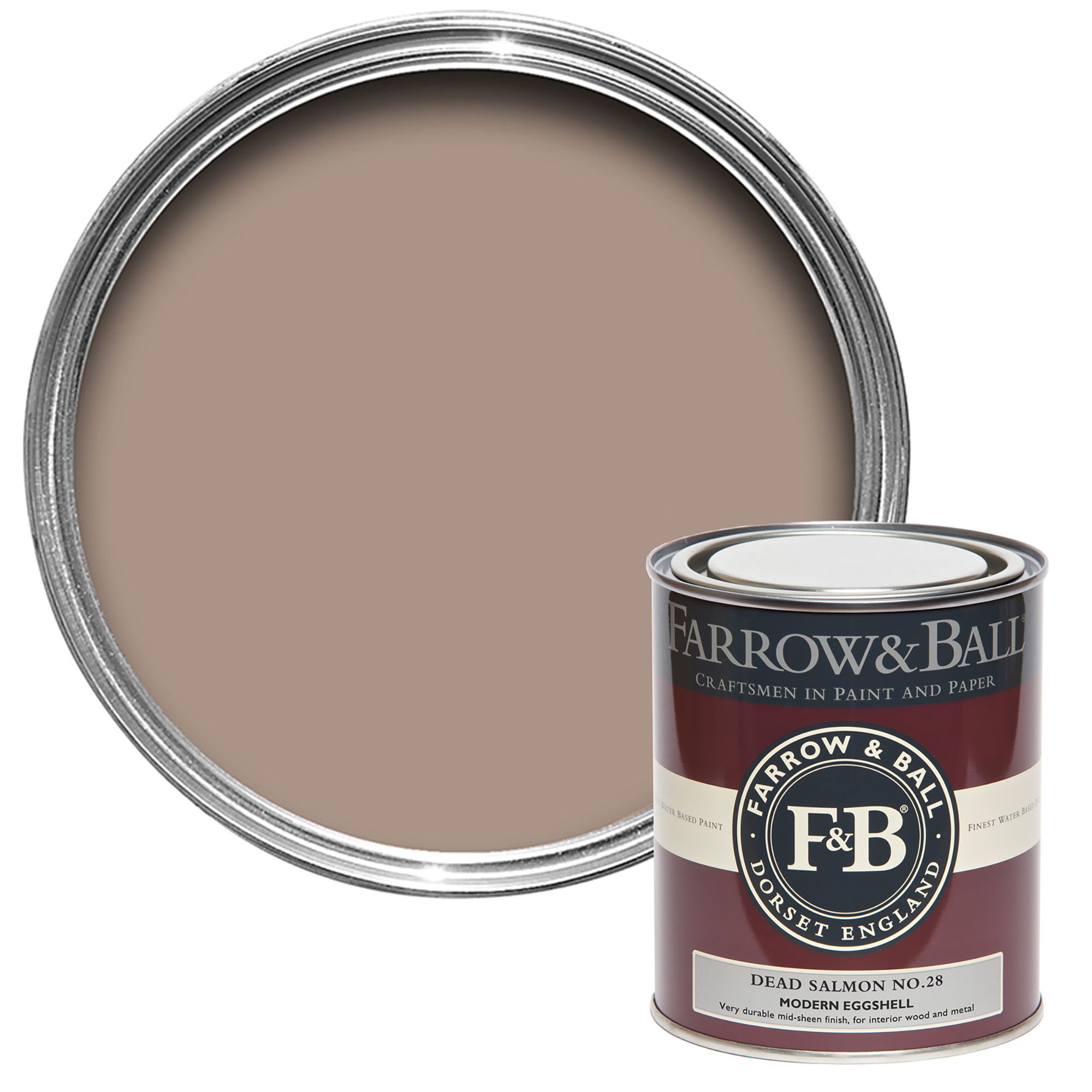 Farrow & Ball Modern Dead Salmon No.28 Eggshell Paint, 750ml | Tradepoint