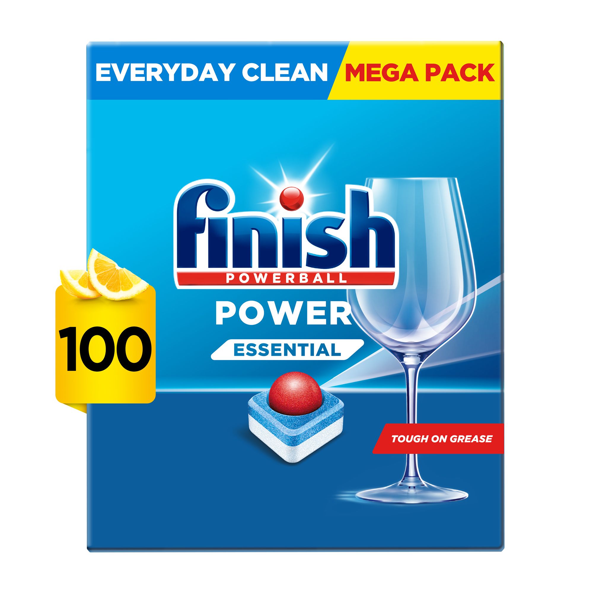 Finish Power Essentials Lemon Sparkle Dishwasher tablets, 1.48kg, Pack ...