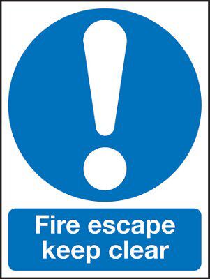 Fire escape keep clear Plastic Safety sign, (H)200mm (W)150mm | Tradepoint