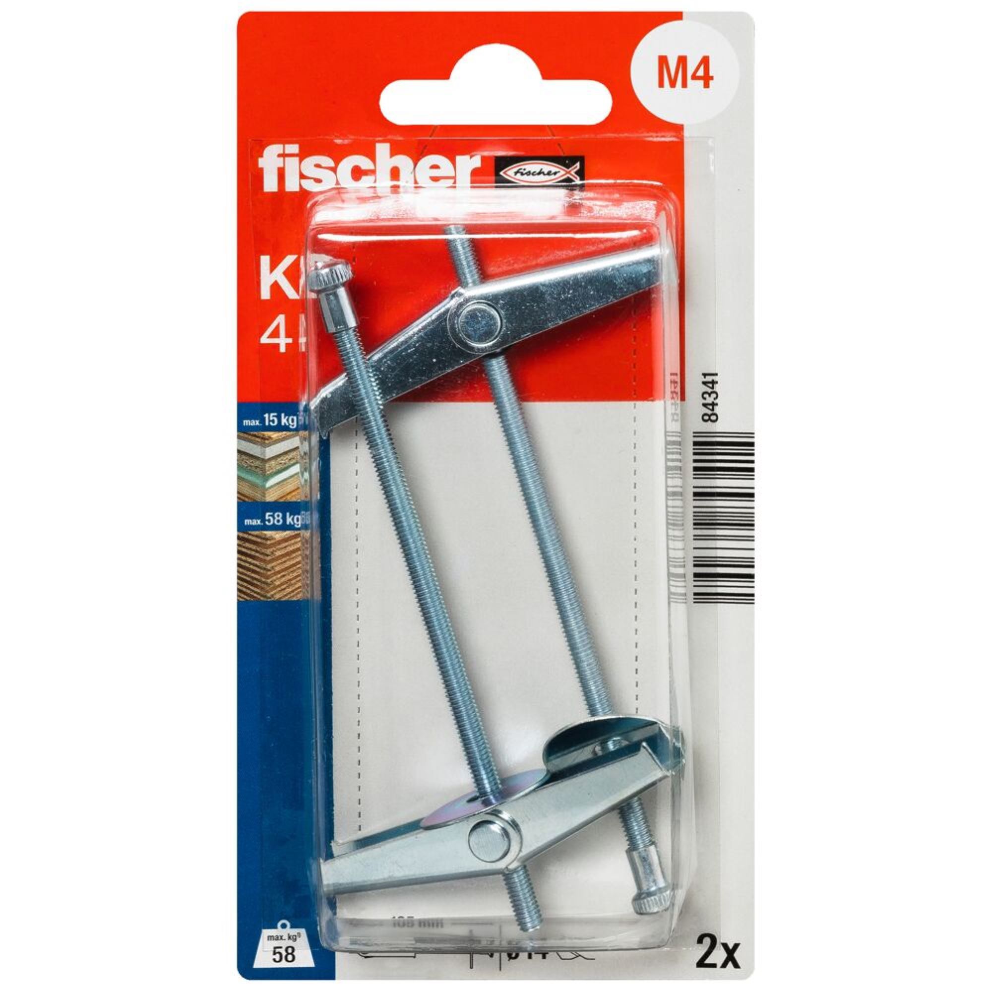Fischer Spring toggle (L)90mm (Dia)14mm, Pack of 2