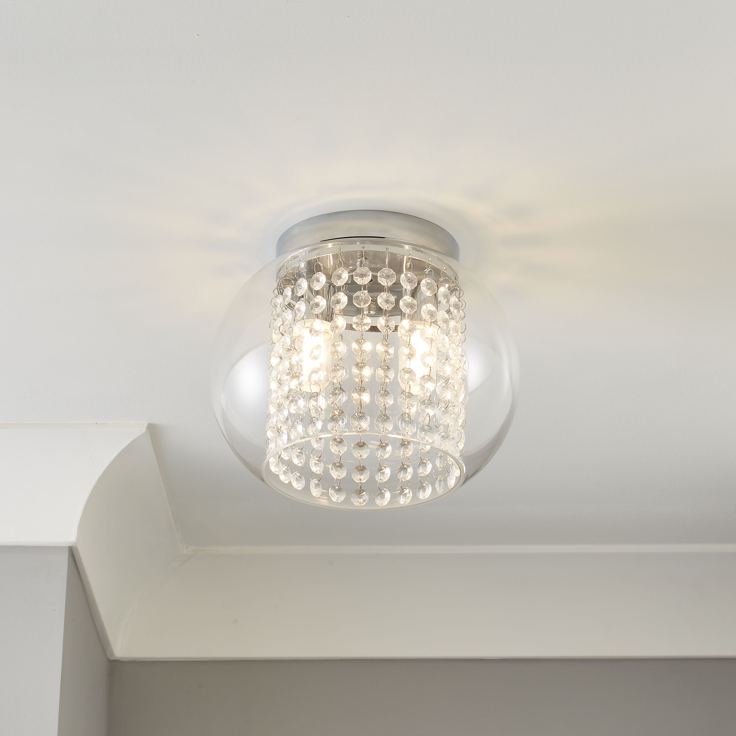 Flex Beaded Transparent Crystal effect 2 Lamp Ceiling light | Tradepoint