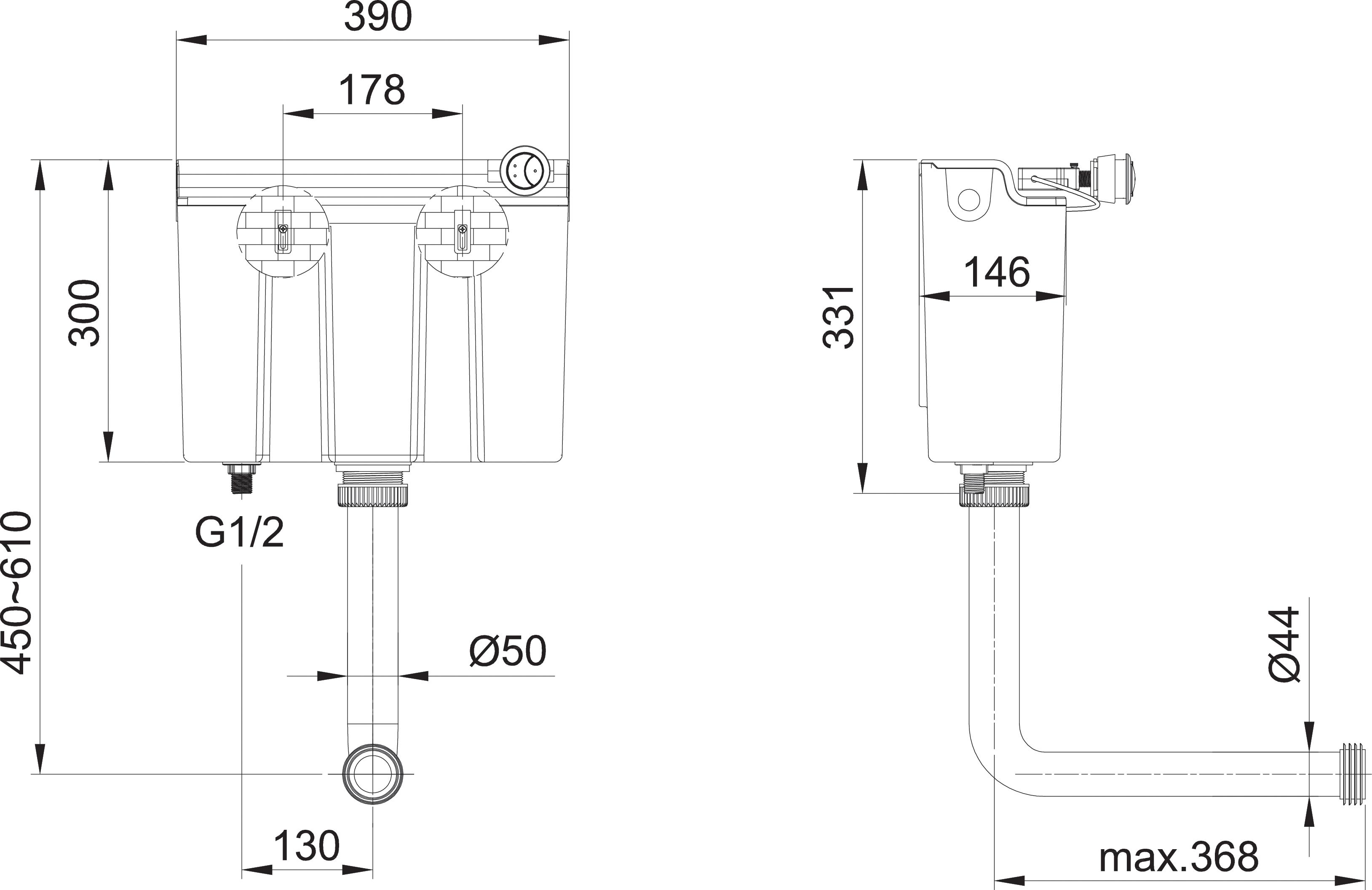 Flomasta Concealed Cistern White Concealed Bottom inlet Water-saving ...