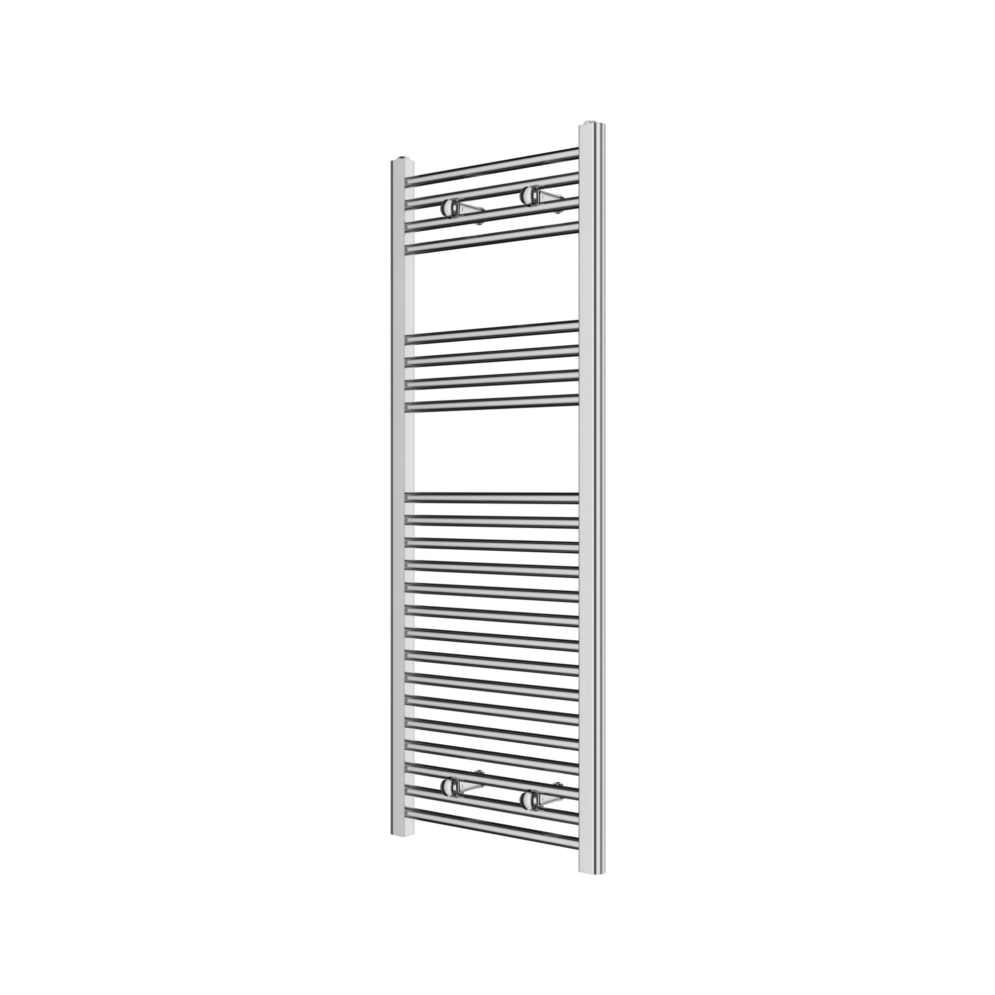Flomasta Flat Chrome effect Vertical Flat Towel radiator (W)450mm x (H ...