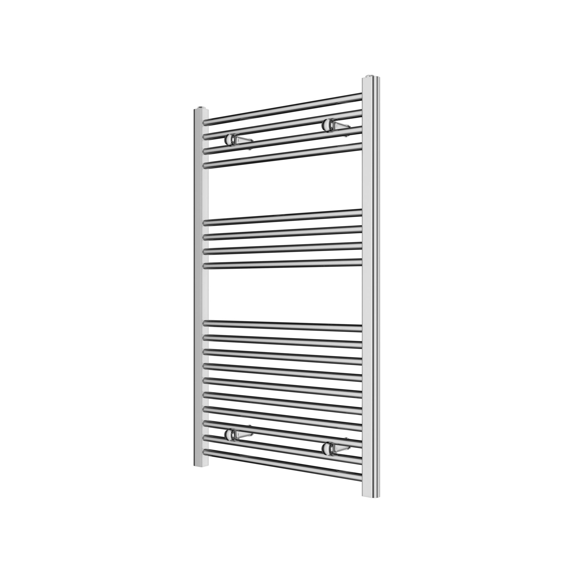 Flomasta Flat Chrome effect Vertical Flat Towel radiator (W)600mm x (H ...