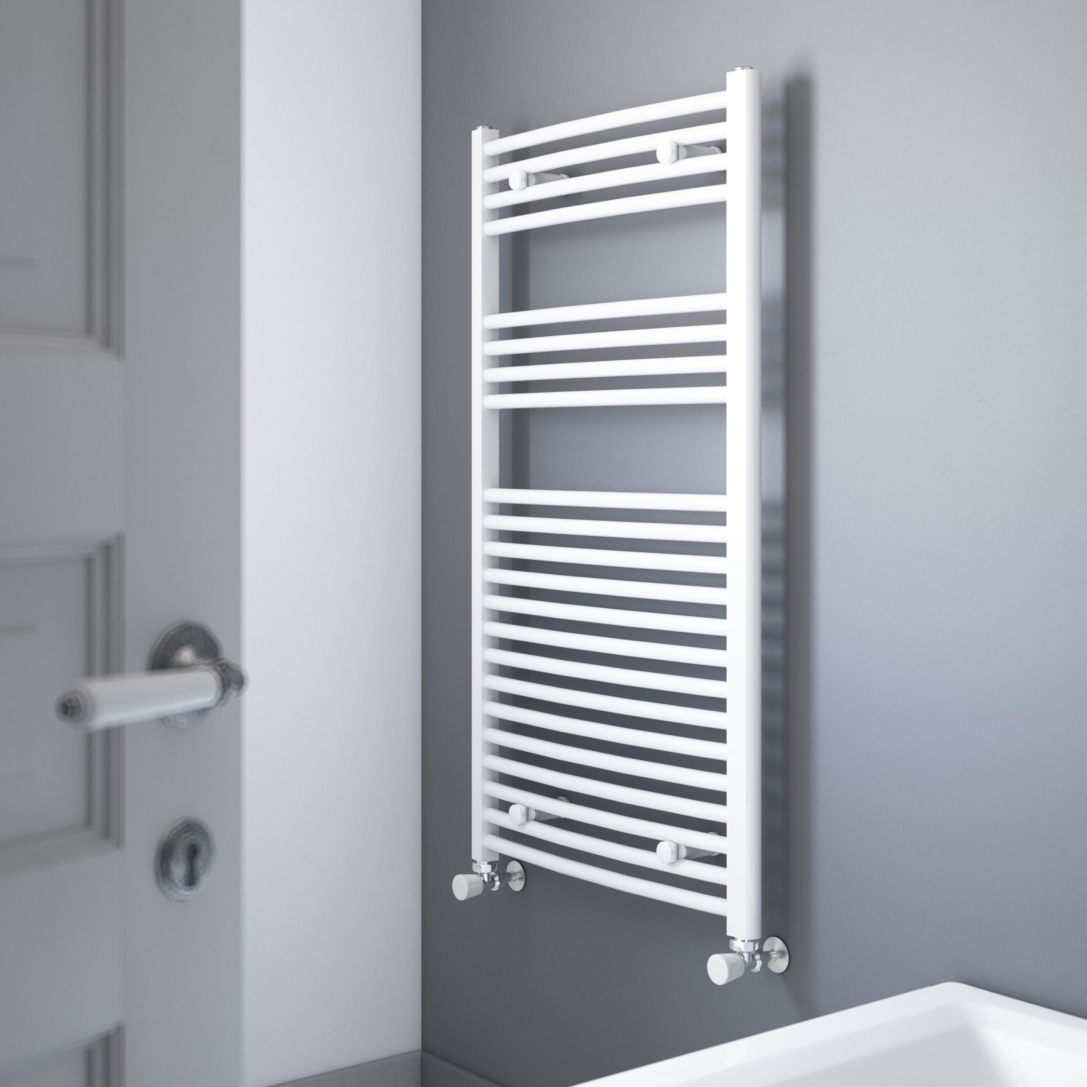 Flomasta White 2026BTU Vertical Towel radiator (W)600mm x (H)1100mm