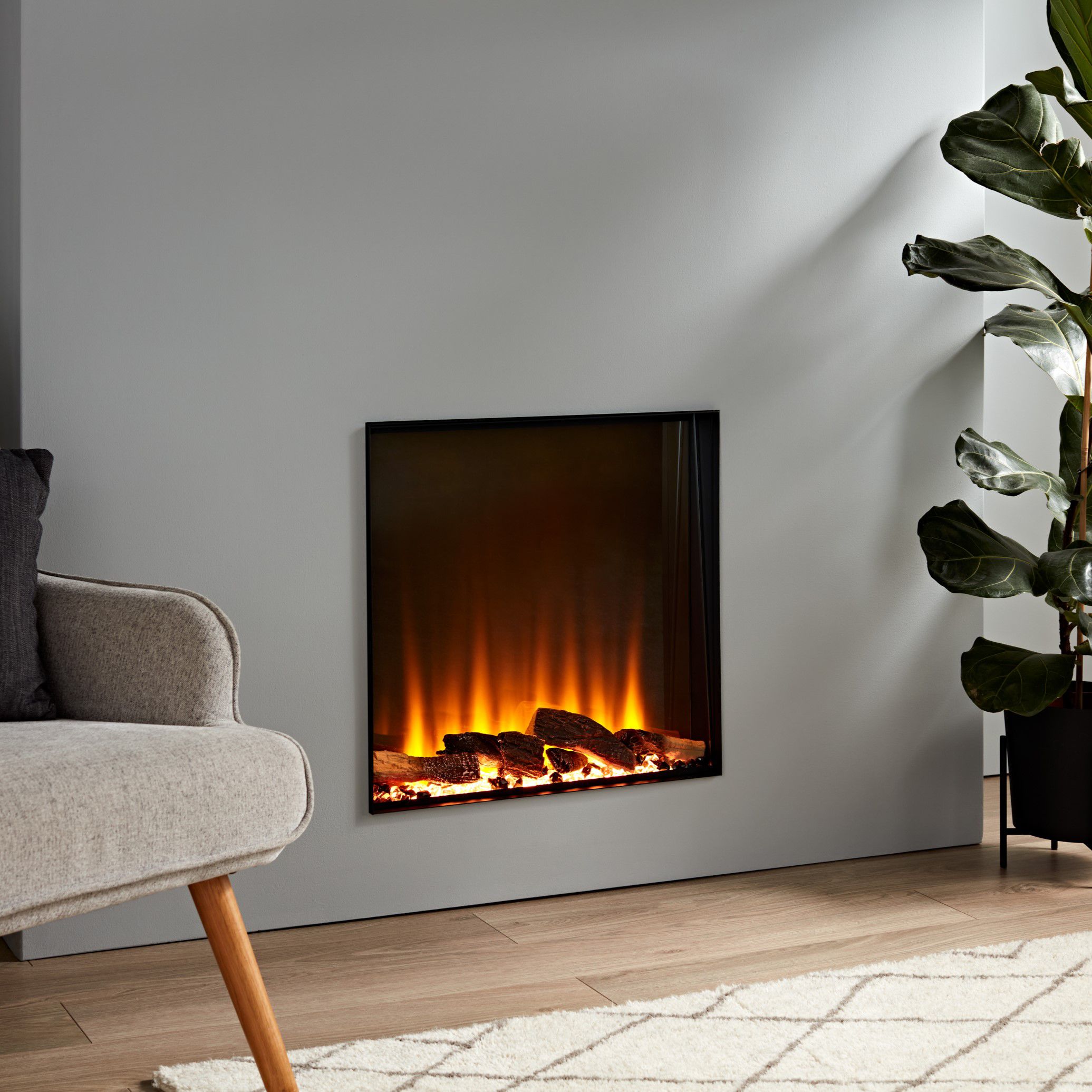 Focal Point Eccentra 550 2kW Matt Black Wall-mounted Fire (H)777mm (W)663mm (D)127mm