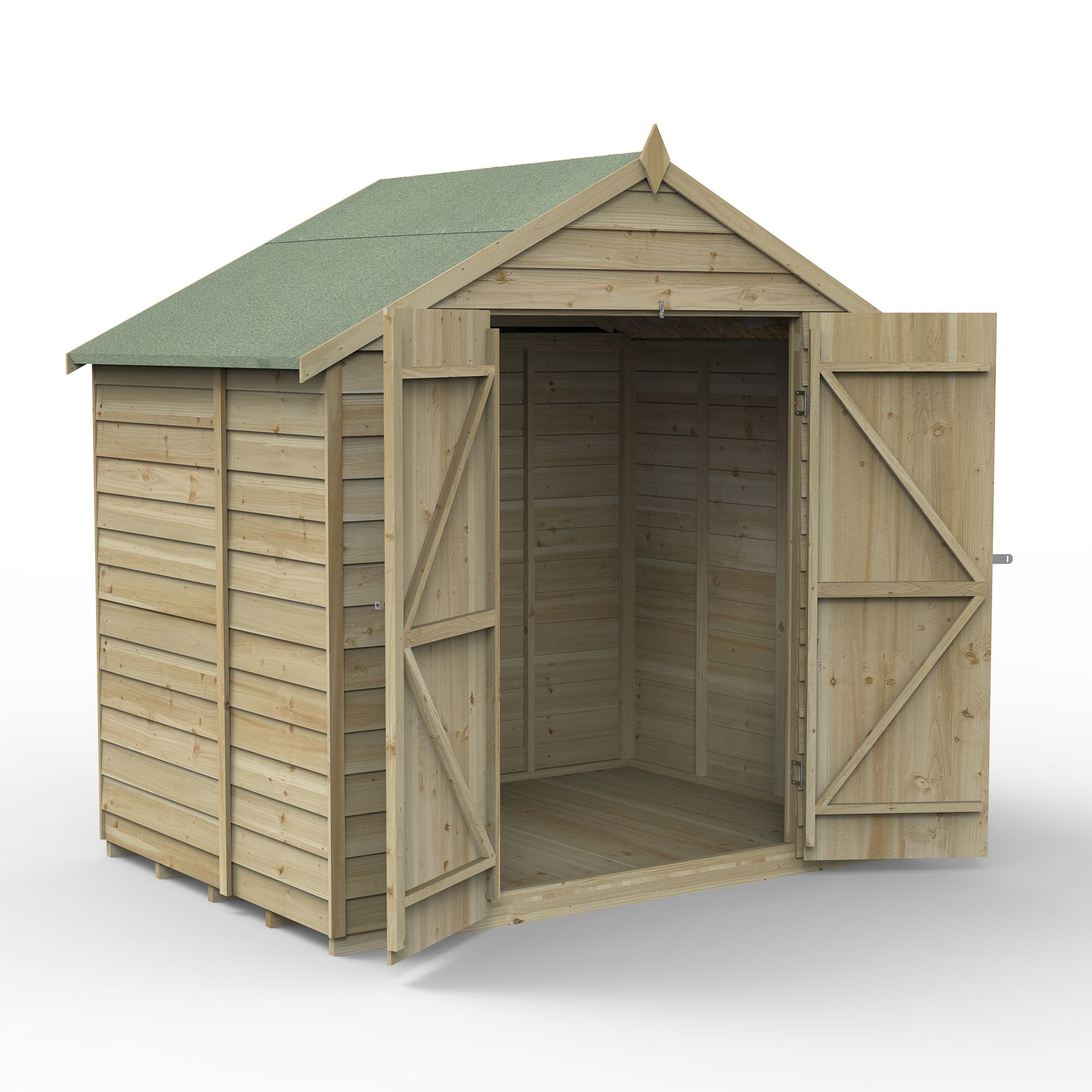 Forest Garden Overlap 7x5 ft Apex Wooden Pressure treated 2 door Shed ...