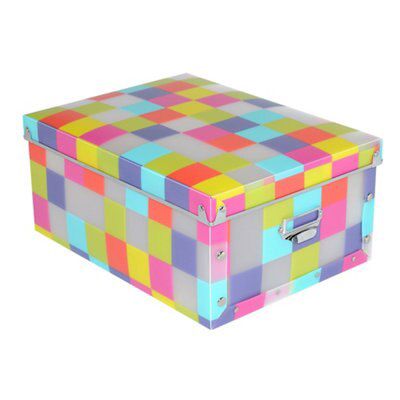 Patterned plastic storage boxes store