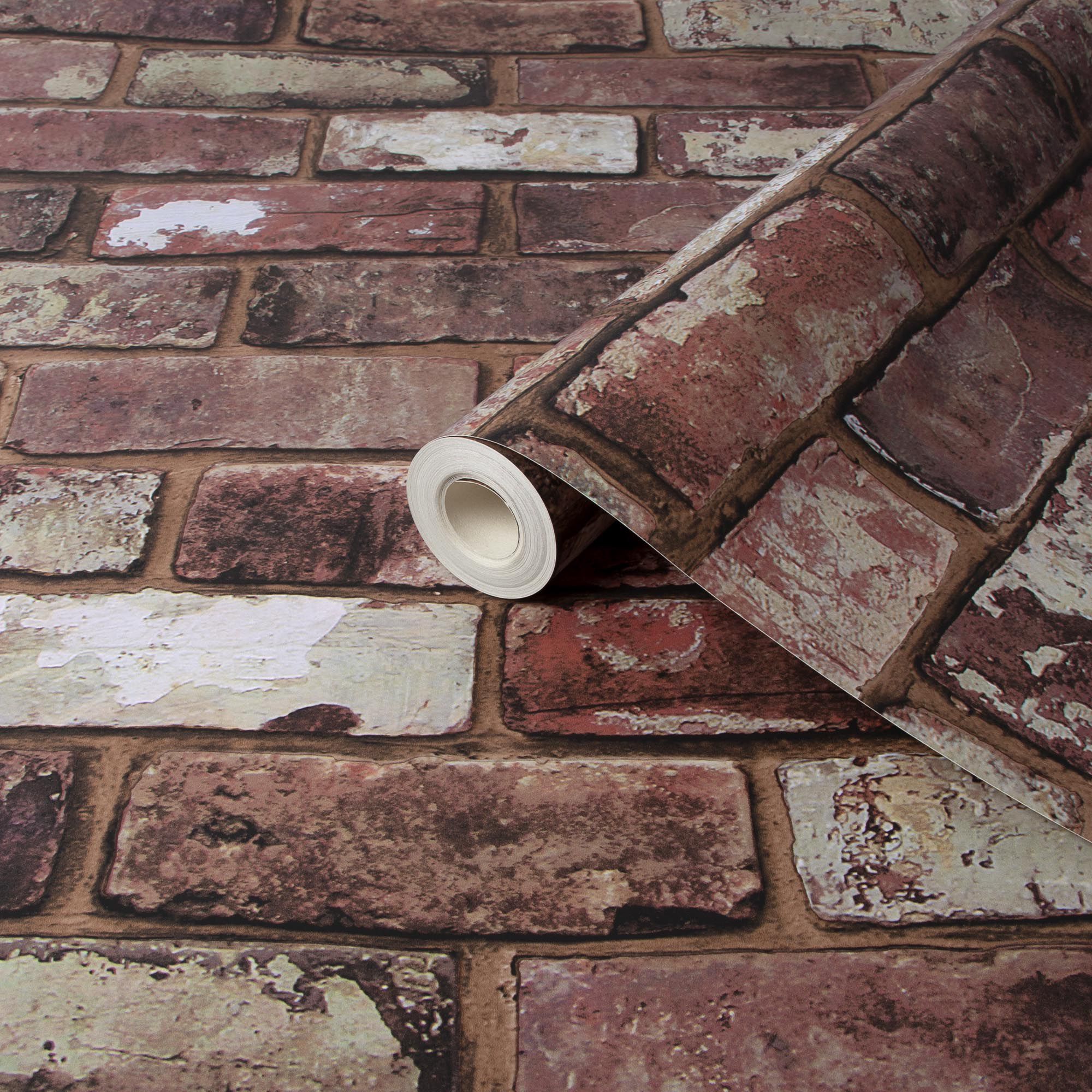 Fresco Red Brick effect Smooth Wallpaper Sample