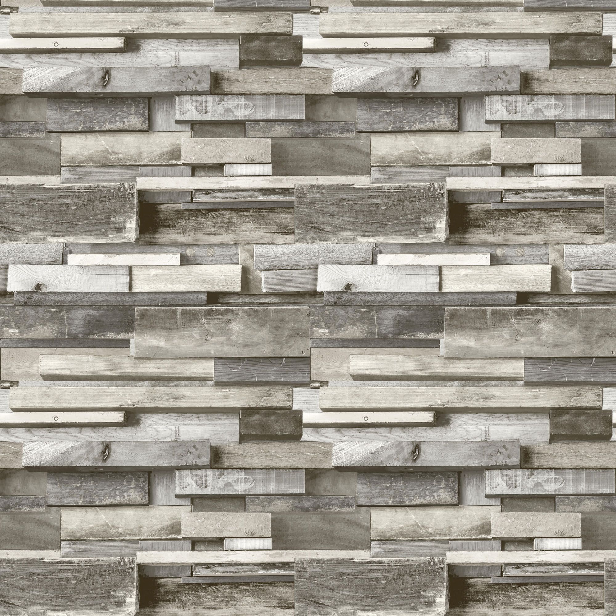 Gold Horizontal wood Grey Wood effect Faux wall Embossed Wallpaper ...