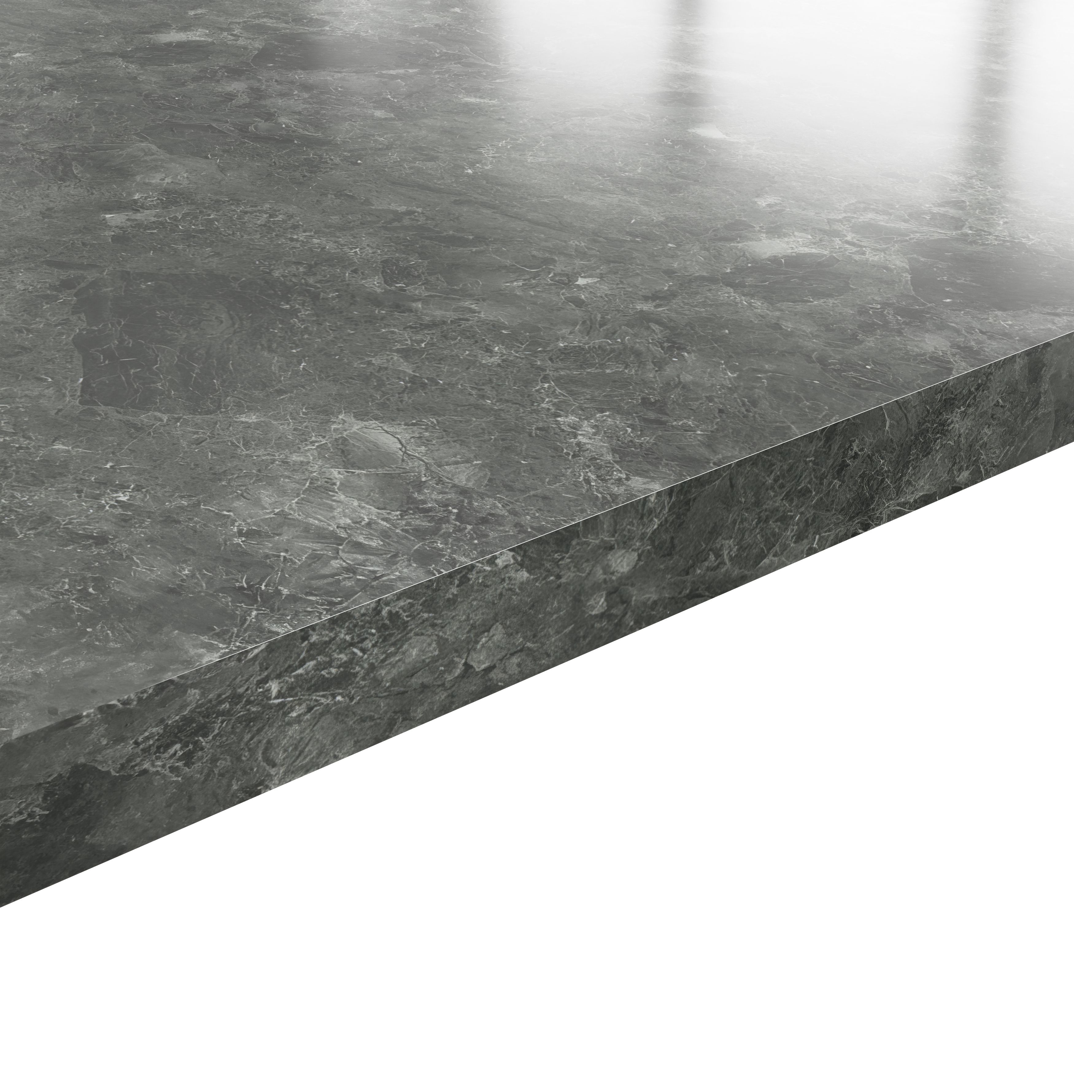 GoodHome 38mm Kala Matt Dark grey Marble effect Laminate Square edge Breakfast bar, (L)2000mm