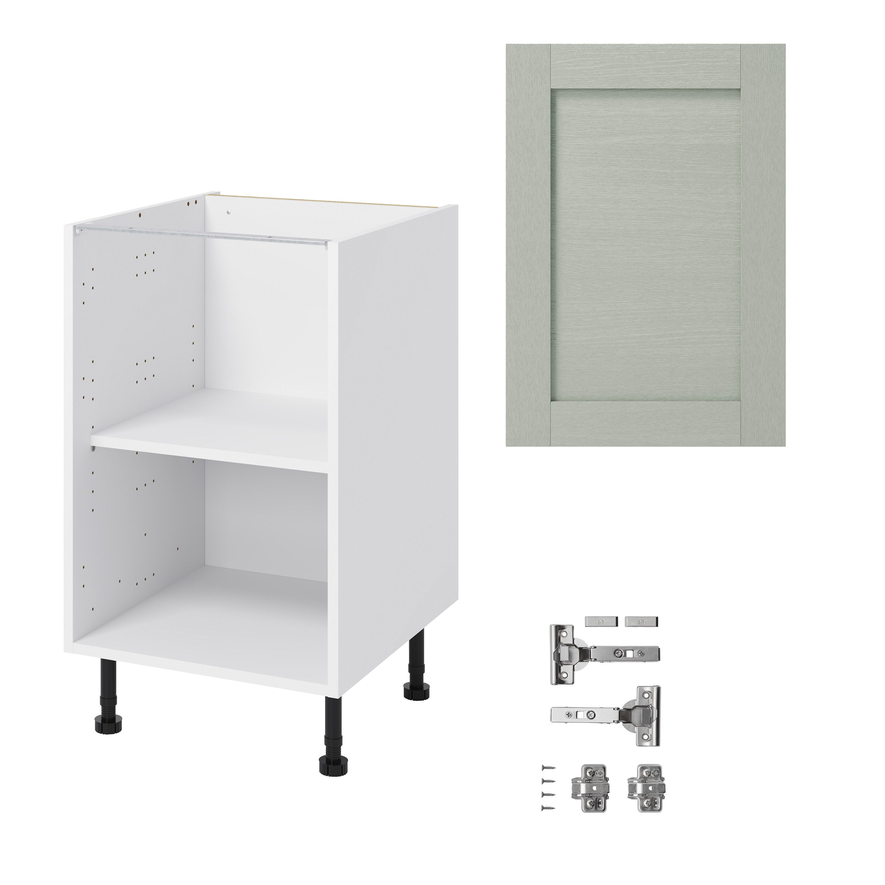 GoodHome Alpinia Matt grey wood effect Base Kitchen cabinet (W) 500mm ...