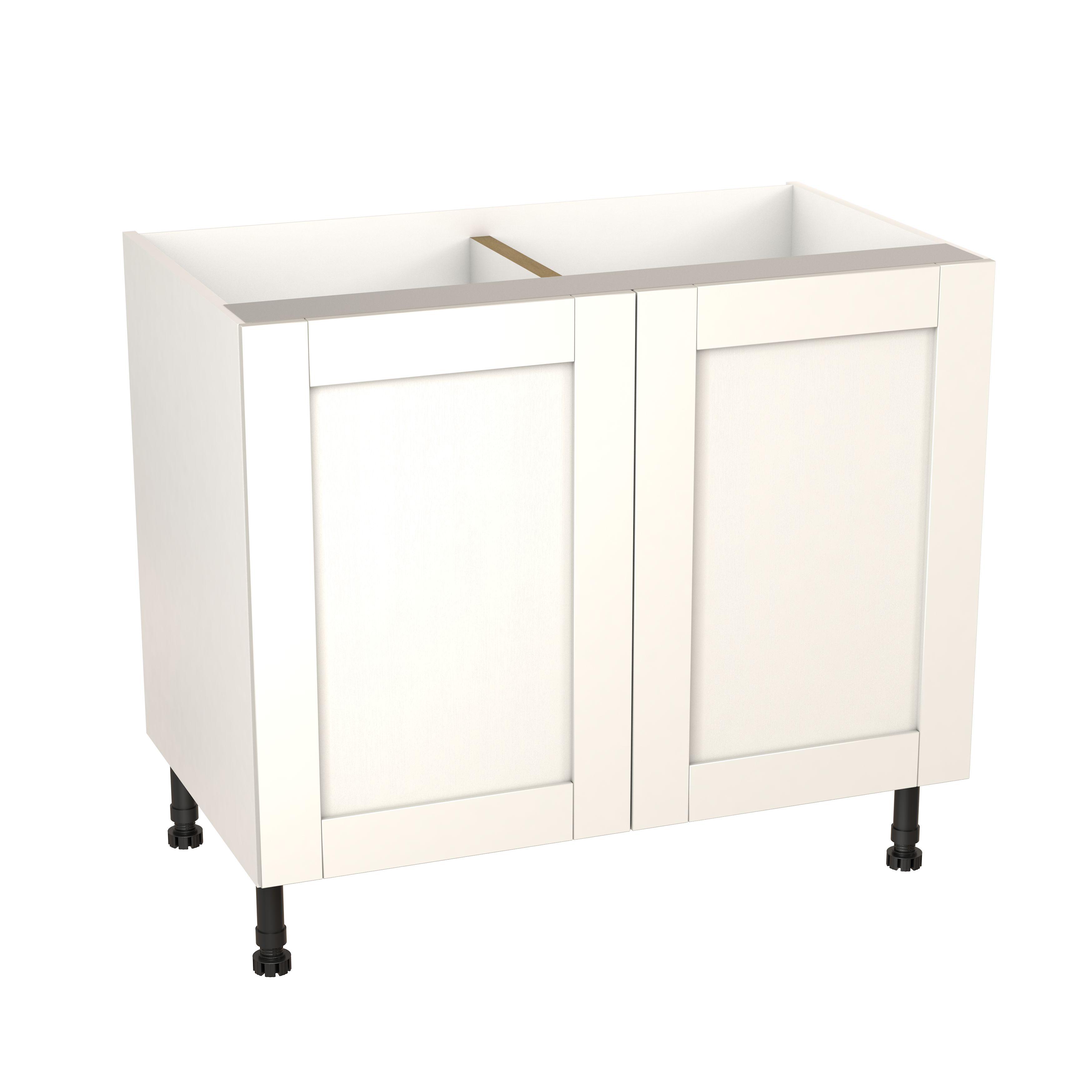 GoodHome Alpinia Matt ivory painted wood effect shaker Base Kitchen ...