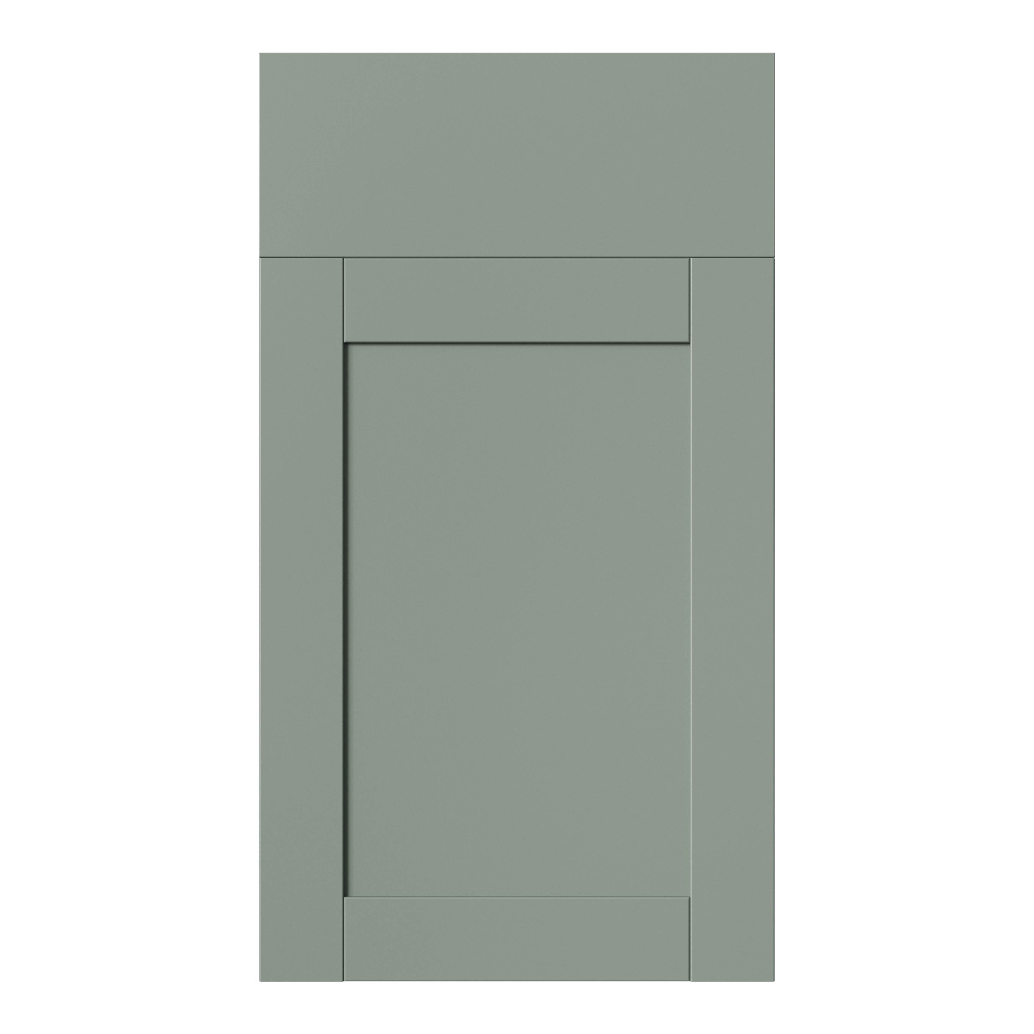 GoodHome Ashmead Matt reed green Shaker Drawerline Cabinet door (W ...