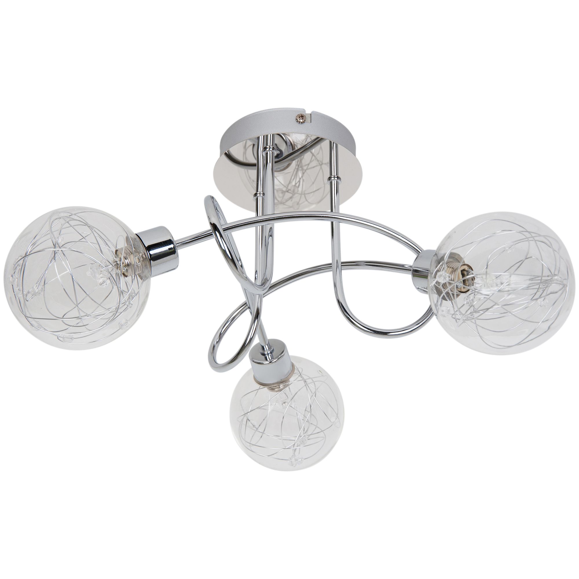 GoodHome Astraea Plate Glass & metal Chrome 3 Lamp LED Ceiling light
