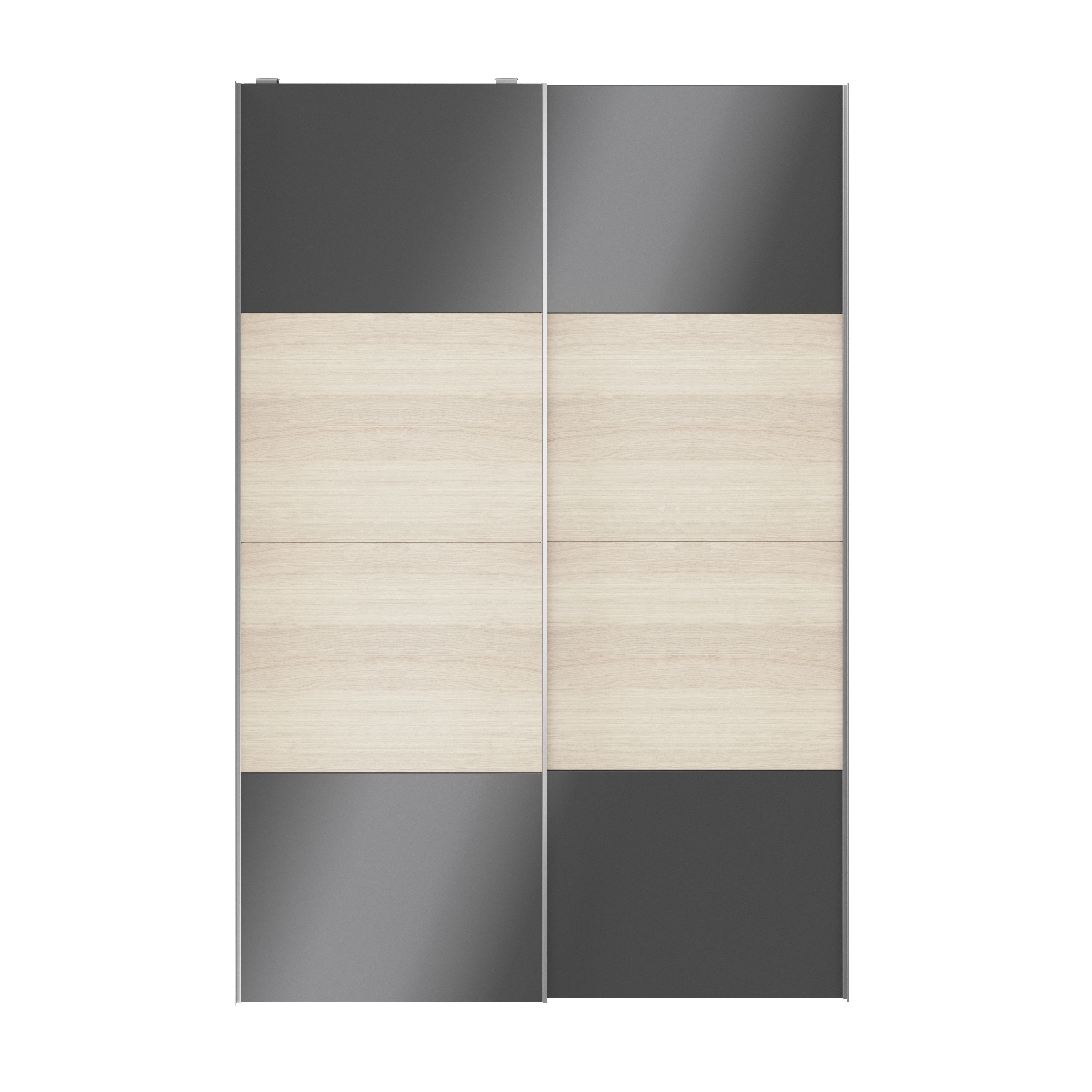 GoodHome Atomia Panelled Anthracite oak effect High gloss 2 door ...