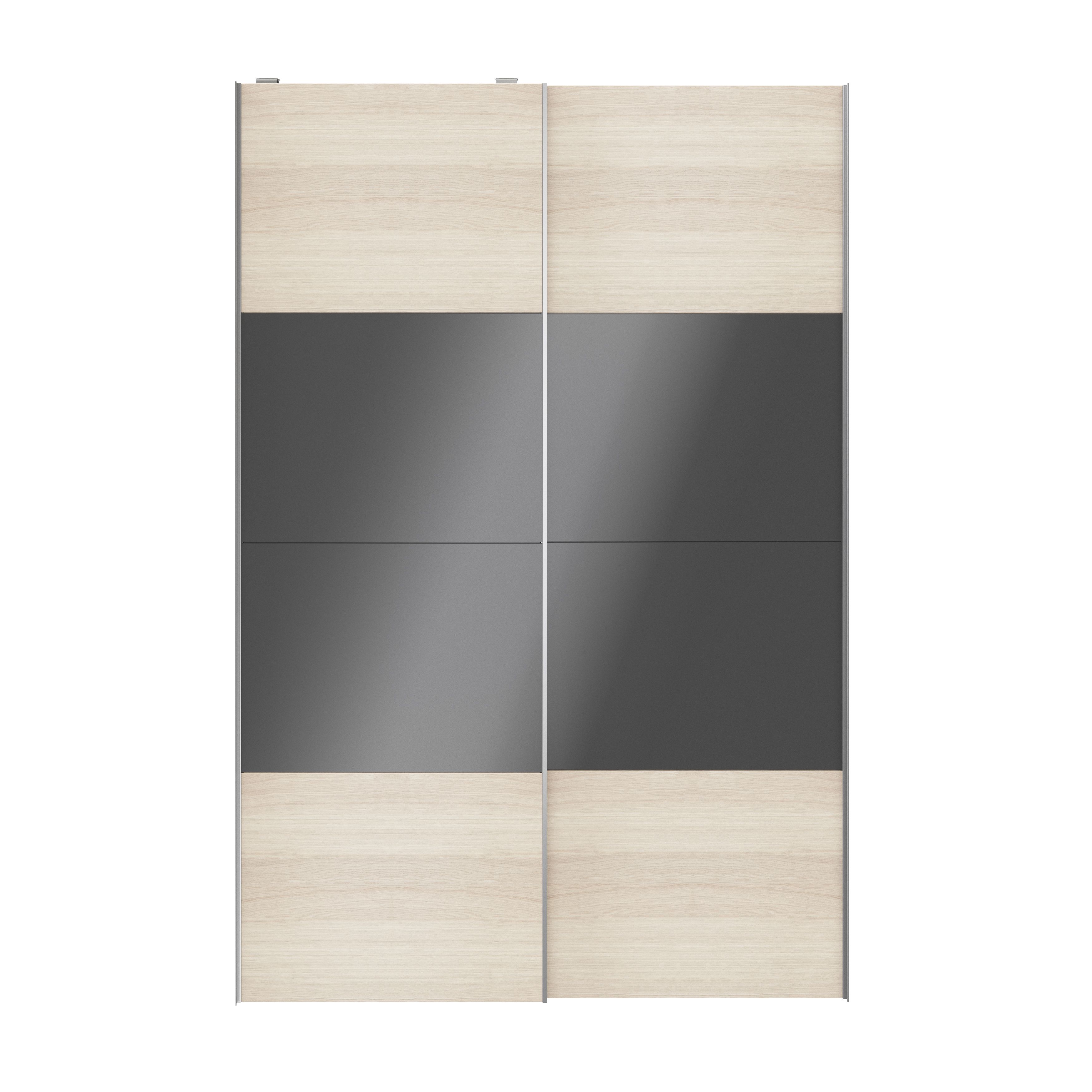 GoodHome Atomia Panelled Anthracite oak effect High gloss 2 door ...