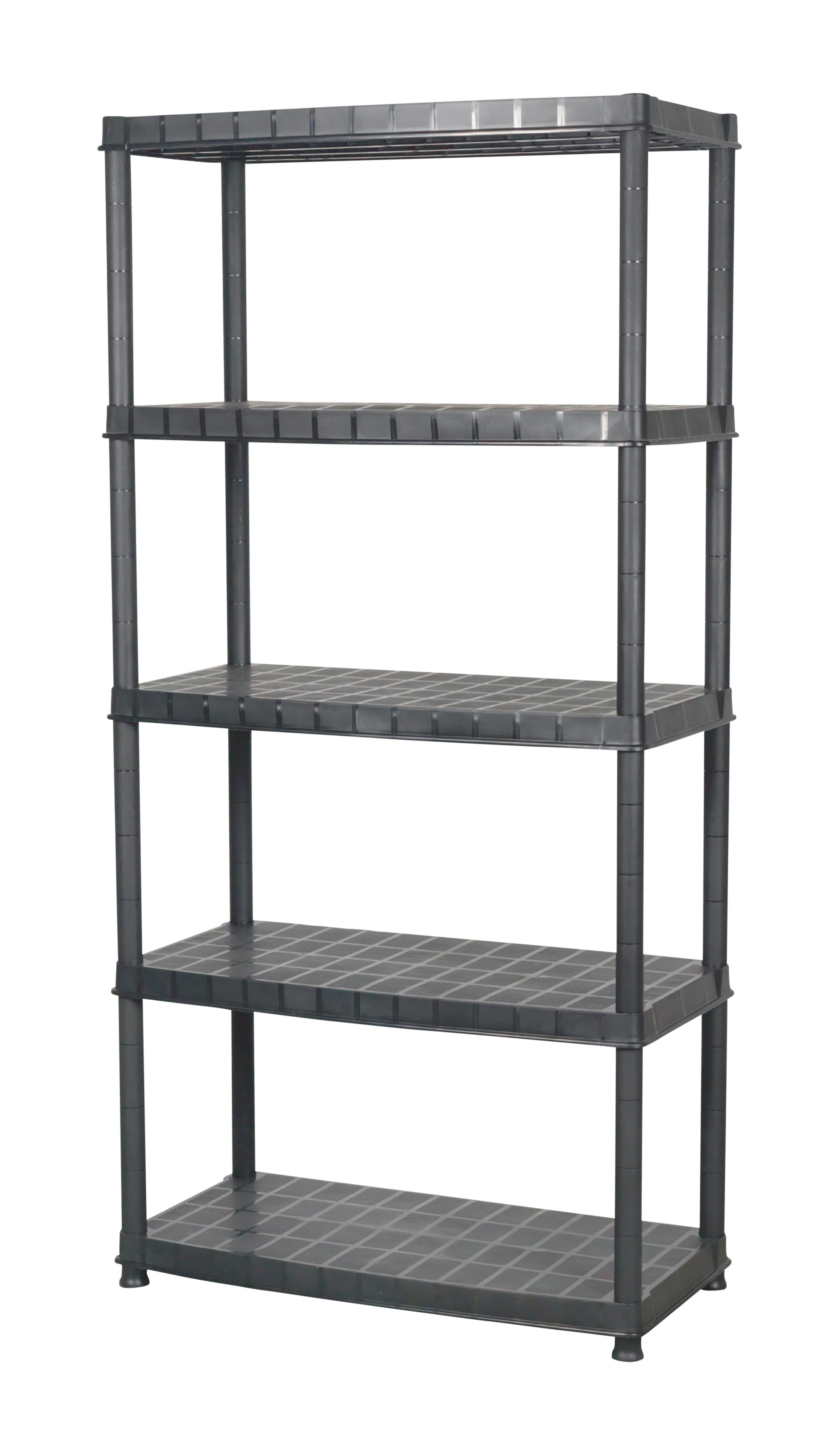 GoodHome Black 5 shelf Plastic Shelving unit (H)1850mm (W)915mm ...