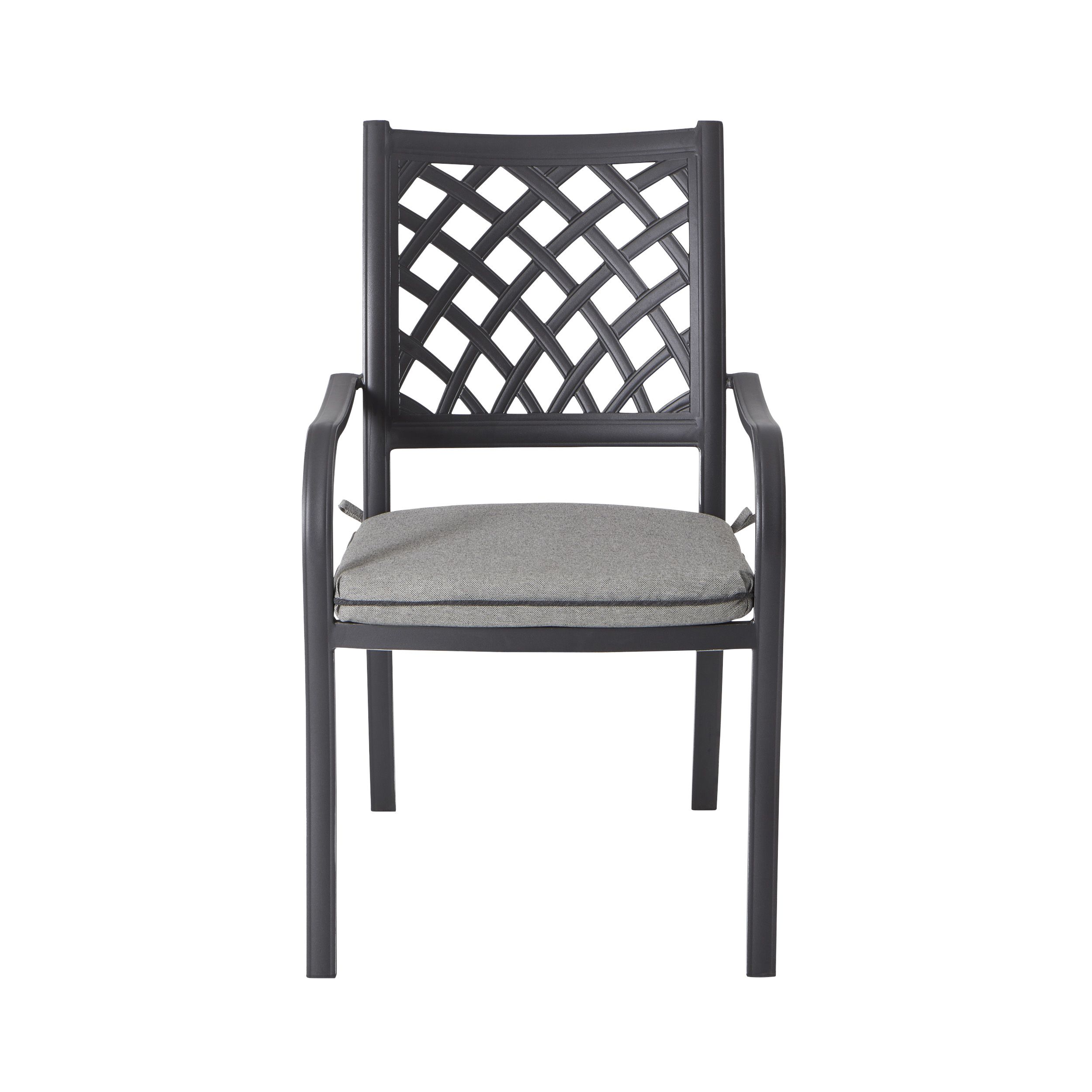 GoodHome Carambole Dark grey Metal 4 seater Dining set Tradepoint