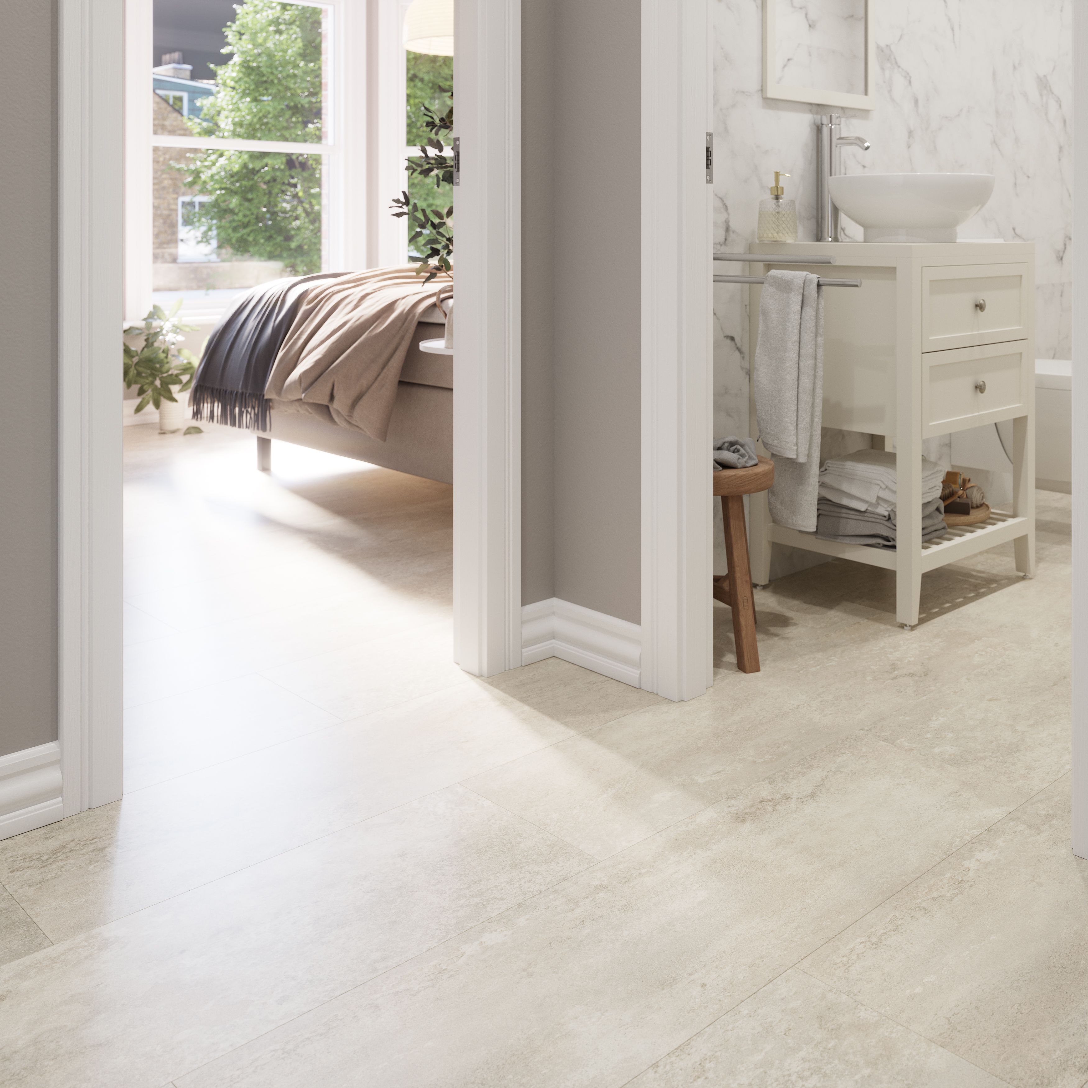 GoodHome Elstree Tile effect Laminate Flooring, 2.53m²