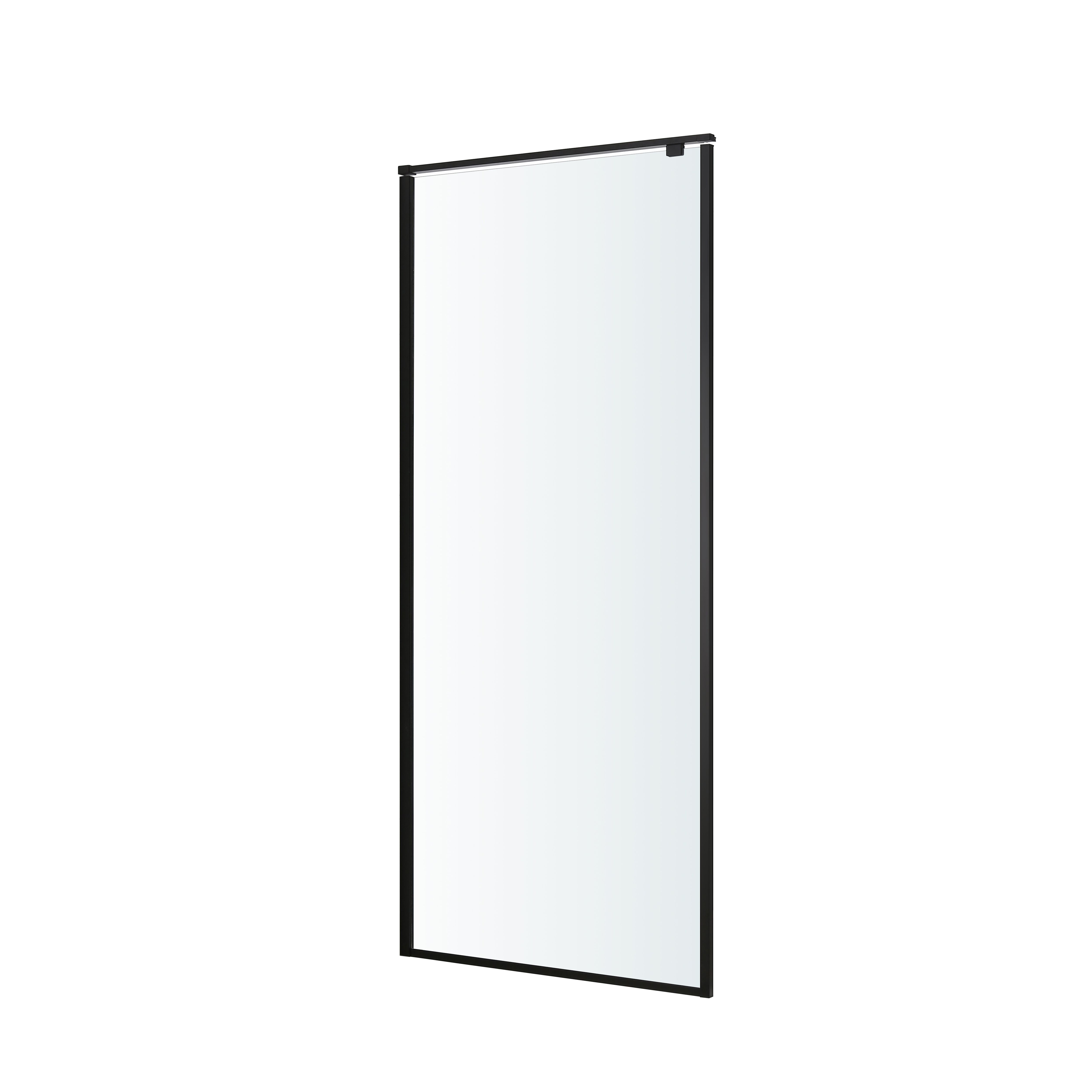 GoodHome Ezili Black Clear glass Fixed Rectangular Side Shower panel (H ...