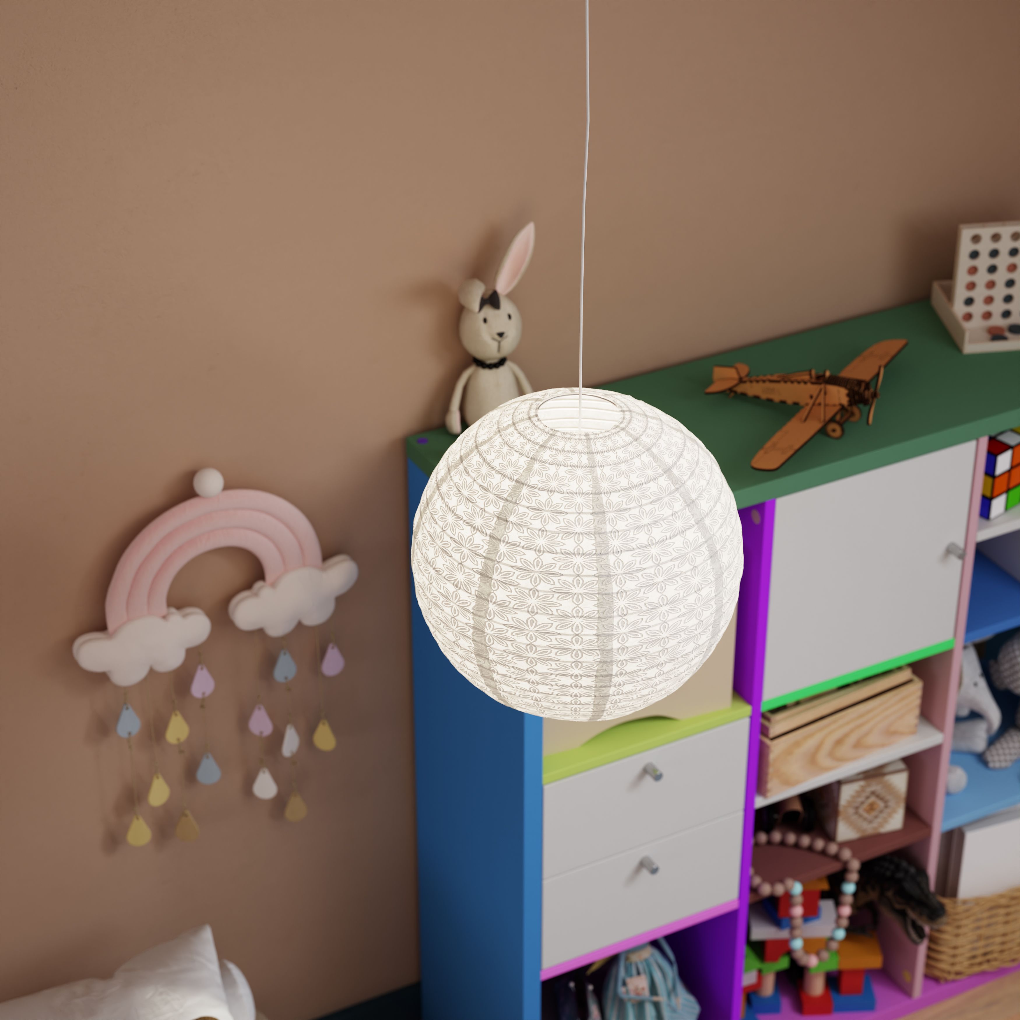 GoodHome Hillstar White Floral Round Lamp shade (D)38cm