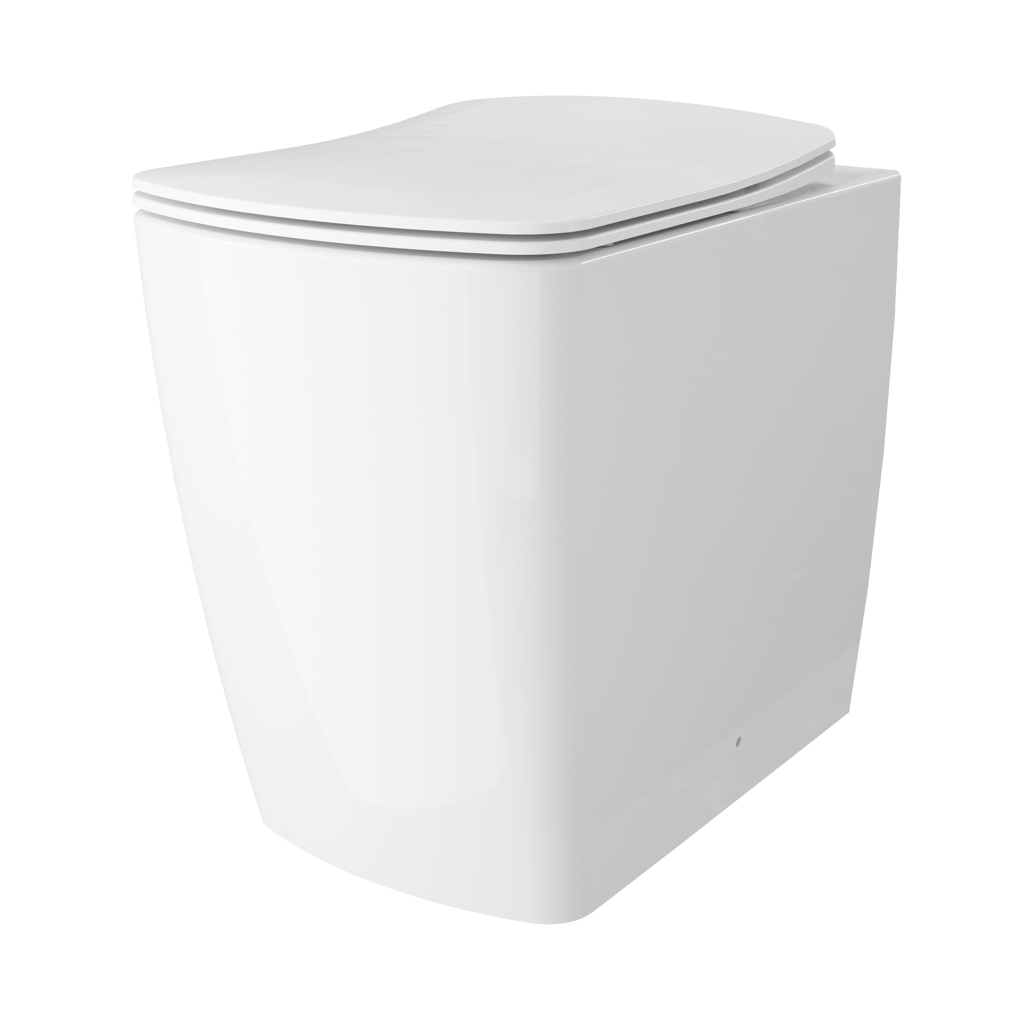 GoodHome Levanna White Rimless Back to wall Square Toilet pan with Soft ...