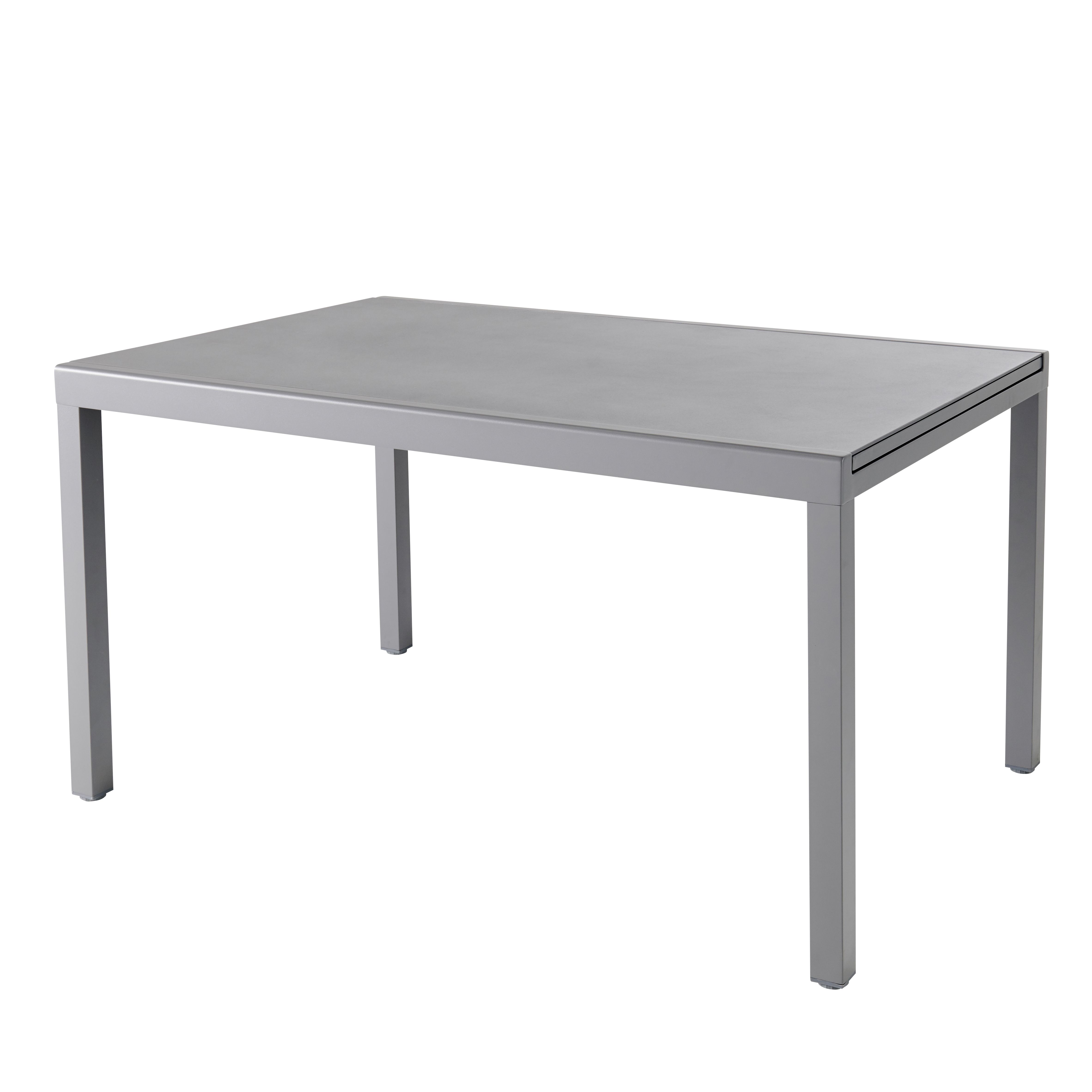 GoodHome Moorea Steel grey Metal 8 seater Extendable Rectangular Table ...