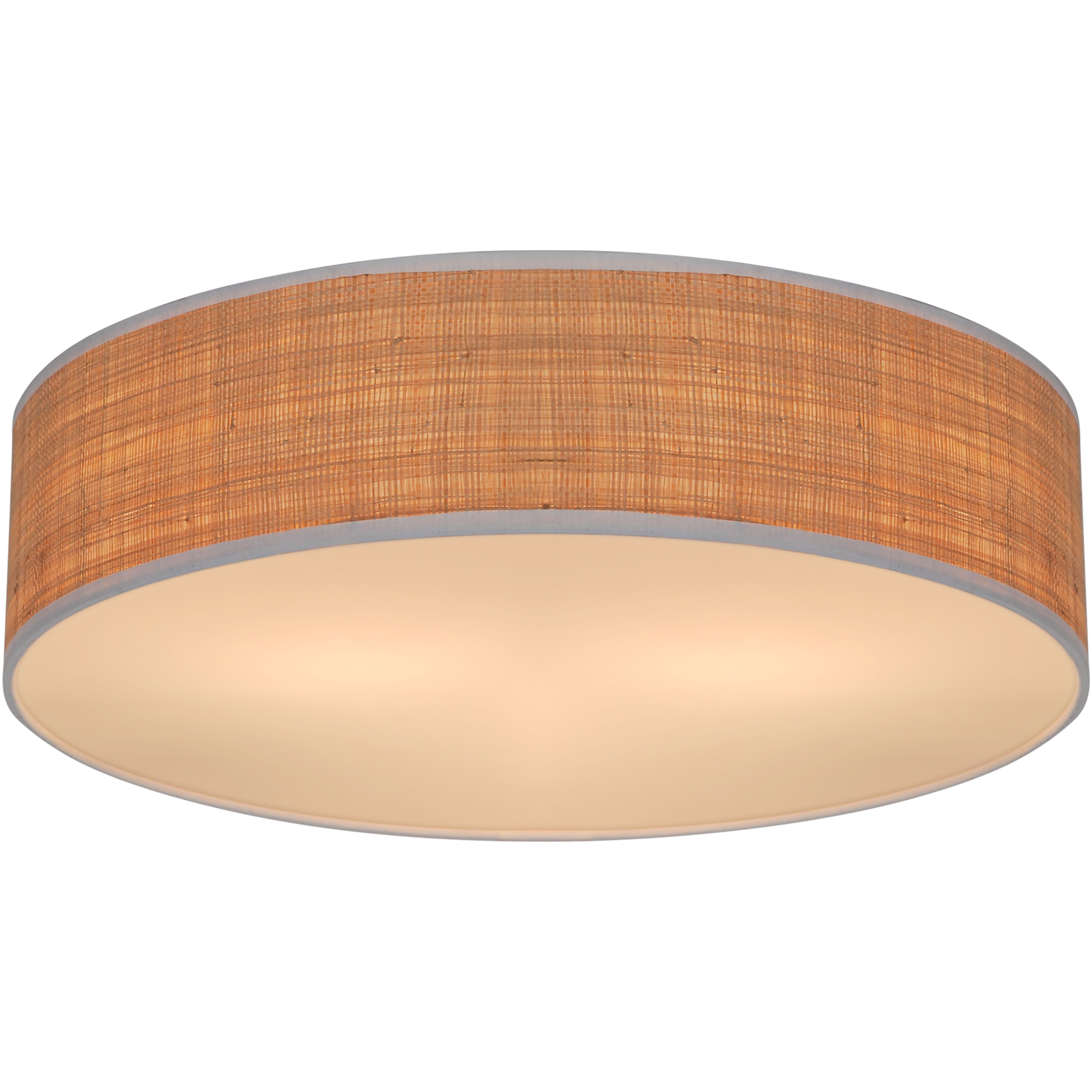 GoodHome Oilbird Round Metal & straw Natural & White 2 Lamp LED Ceiling ...