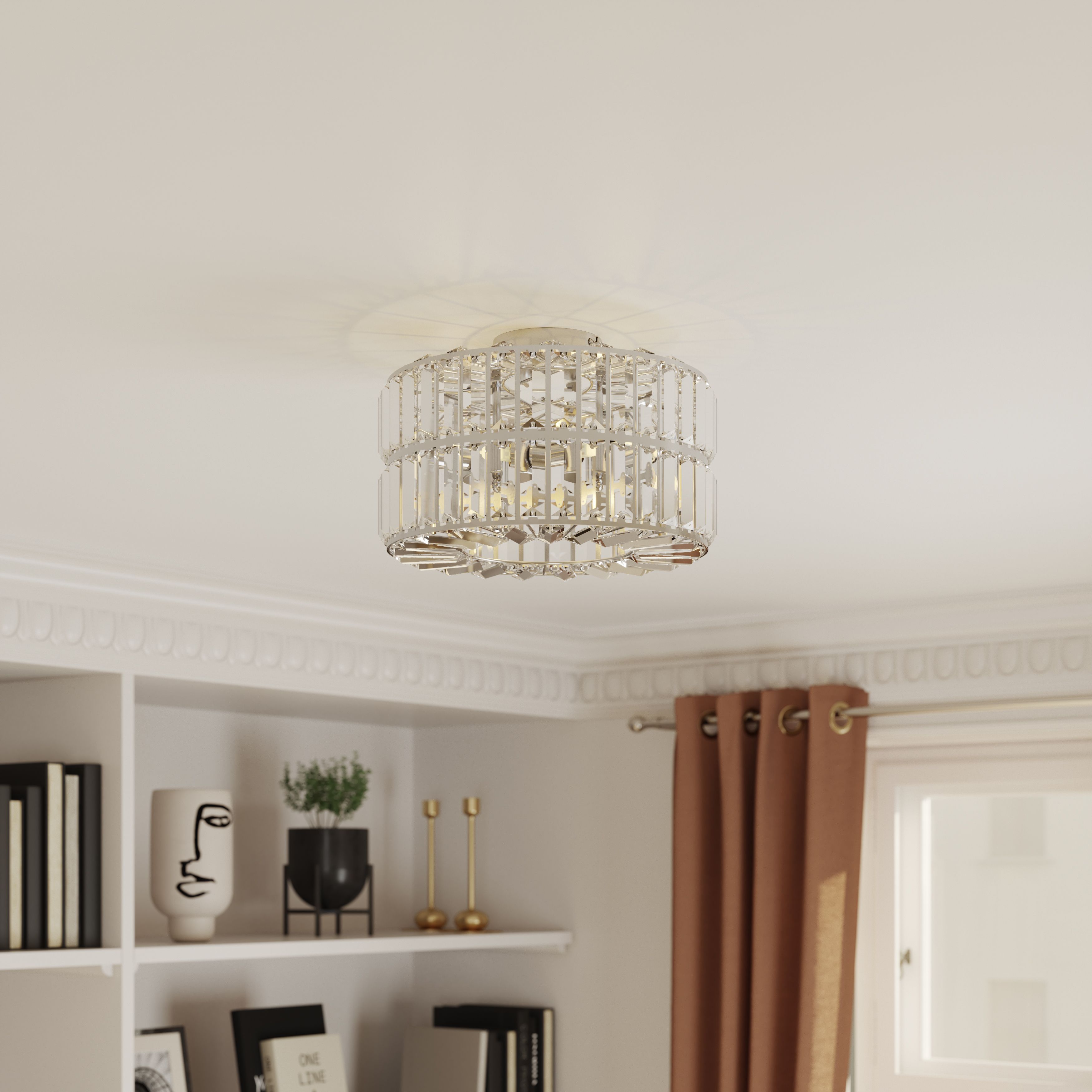 GoodHome Parcae Round Glass & metal Transparent Chrome effect 3 Lamp ...