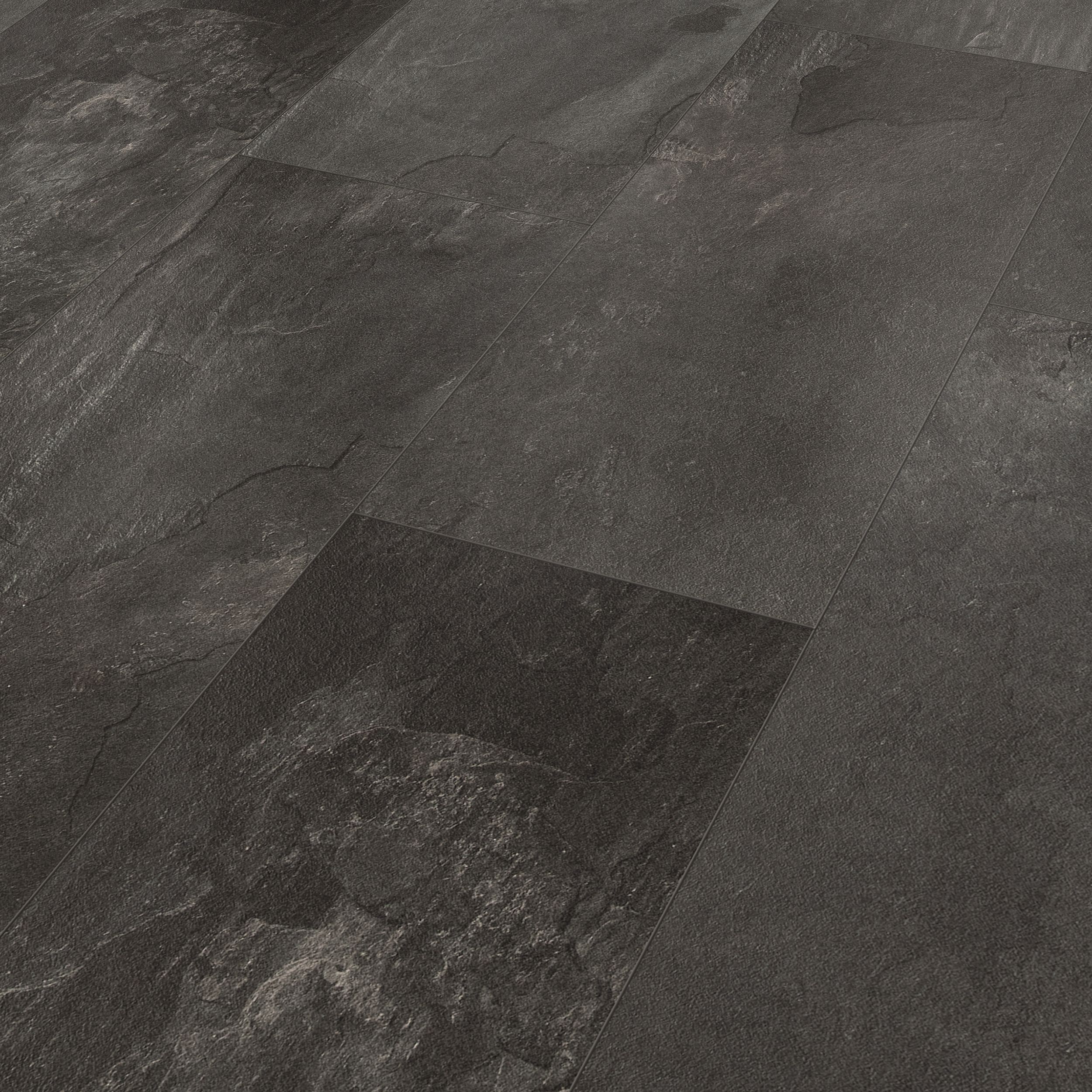 GoodHome Slate Black Natural Slate effect Laminate Flooring Sample