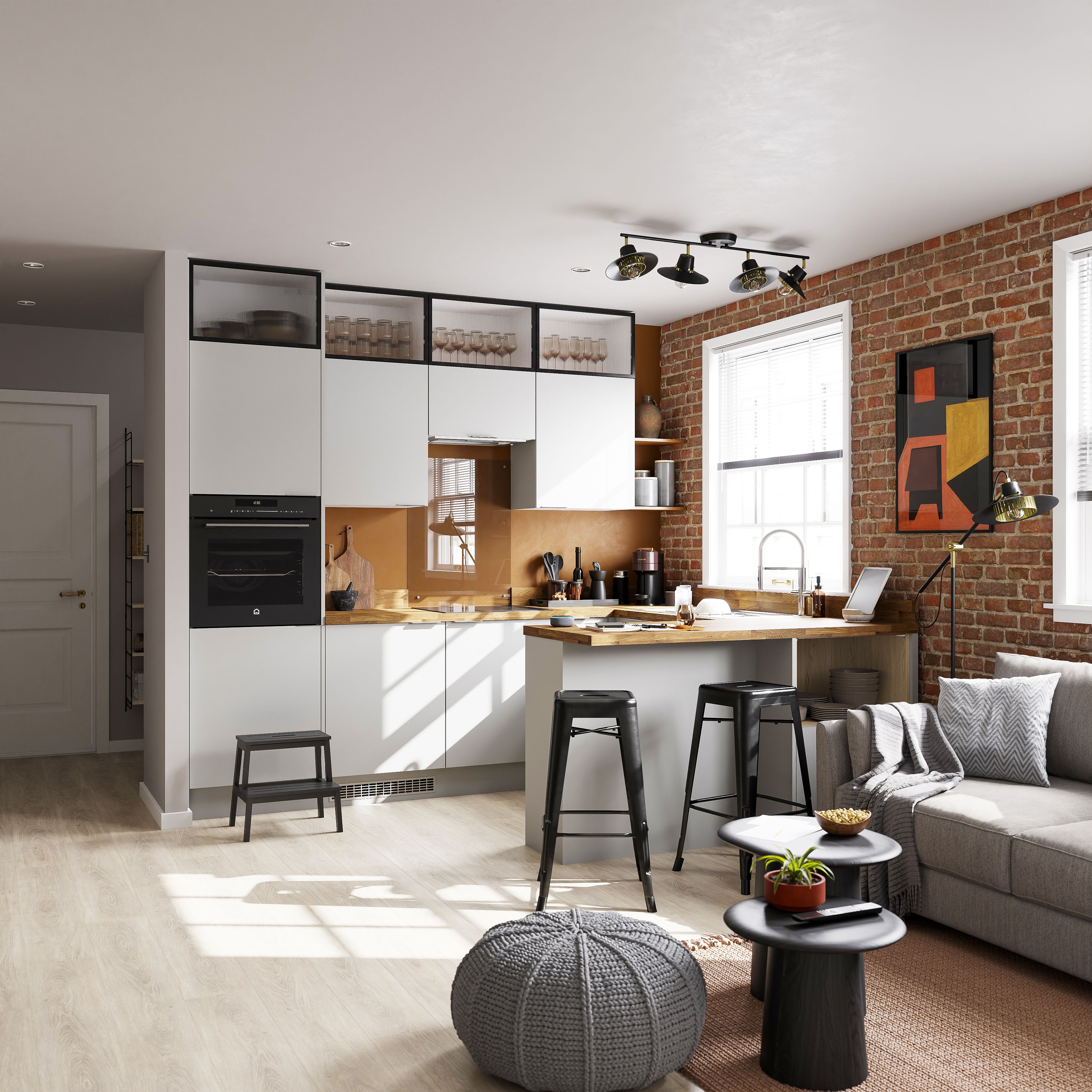 GoodHome Stevia Pewter grey Square edge Plinth, (L)2400mm