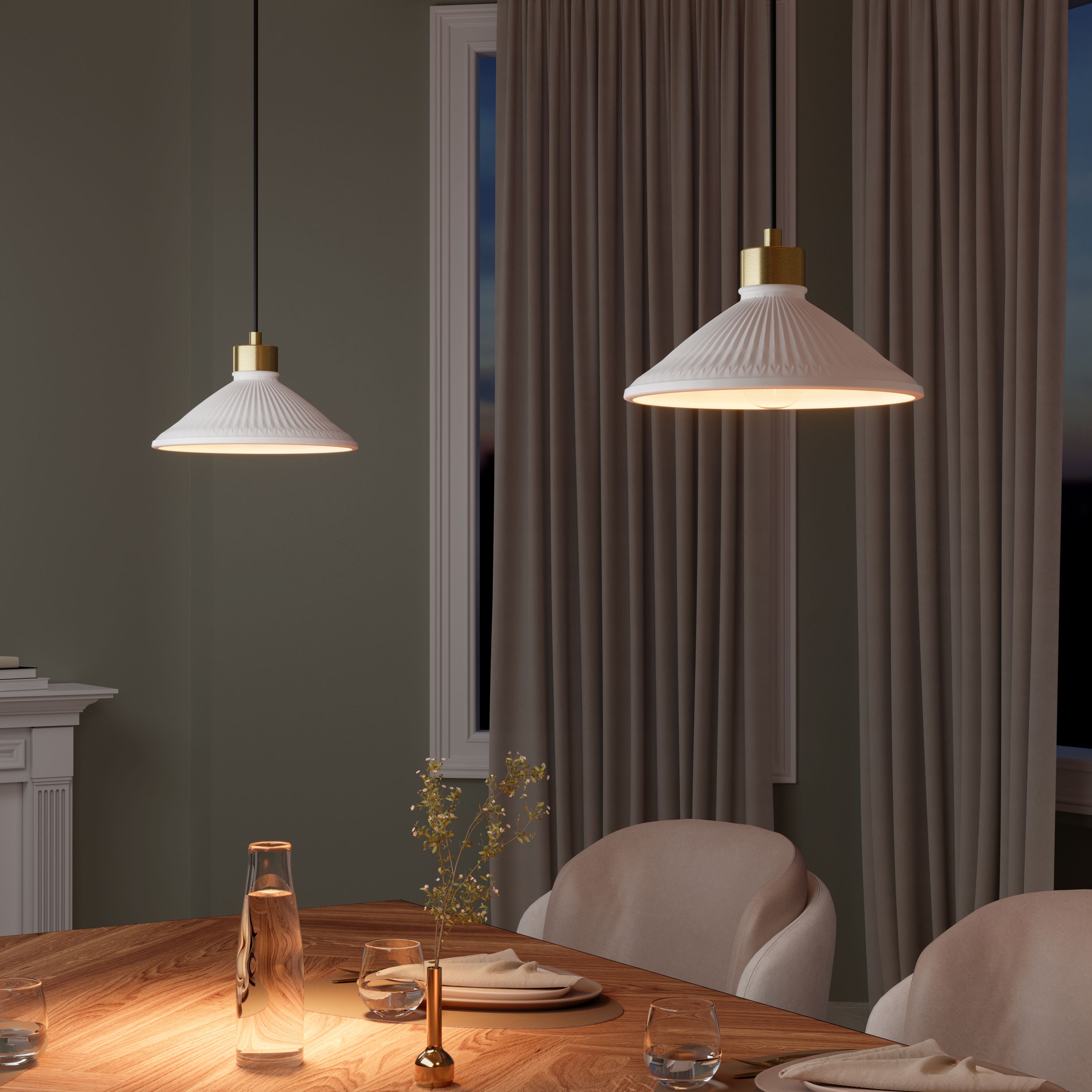 GoodHome Tremont White Coolie Cone Lamp shade (D)23cm