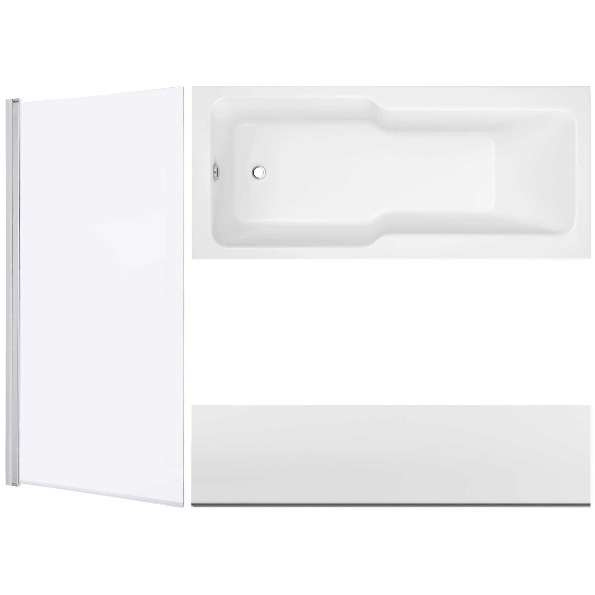 GoodHome Trojan Gloss White Rectangular Left & right-handed Straight ...