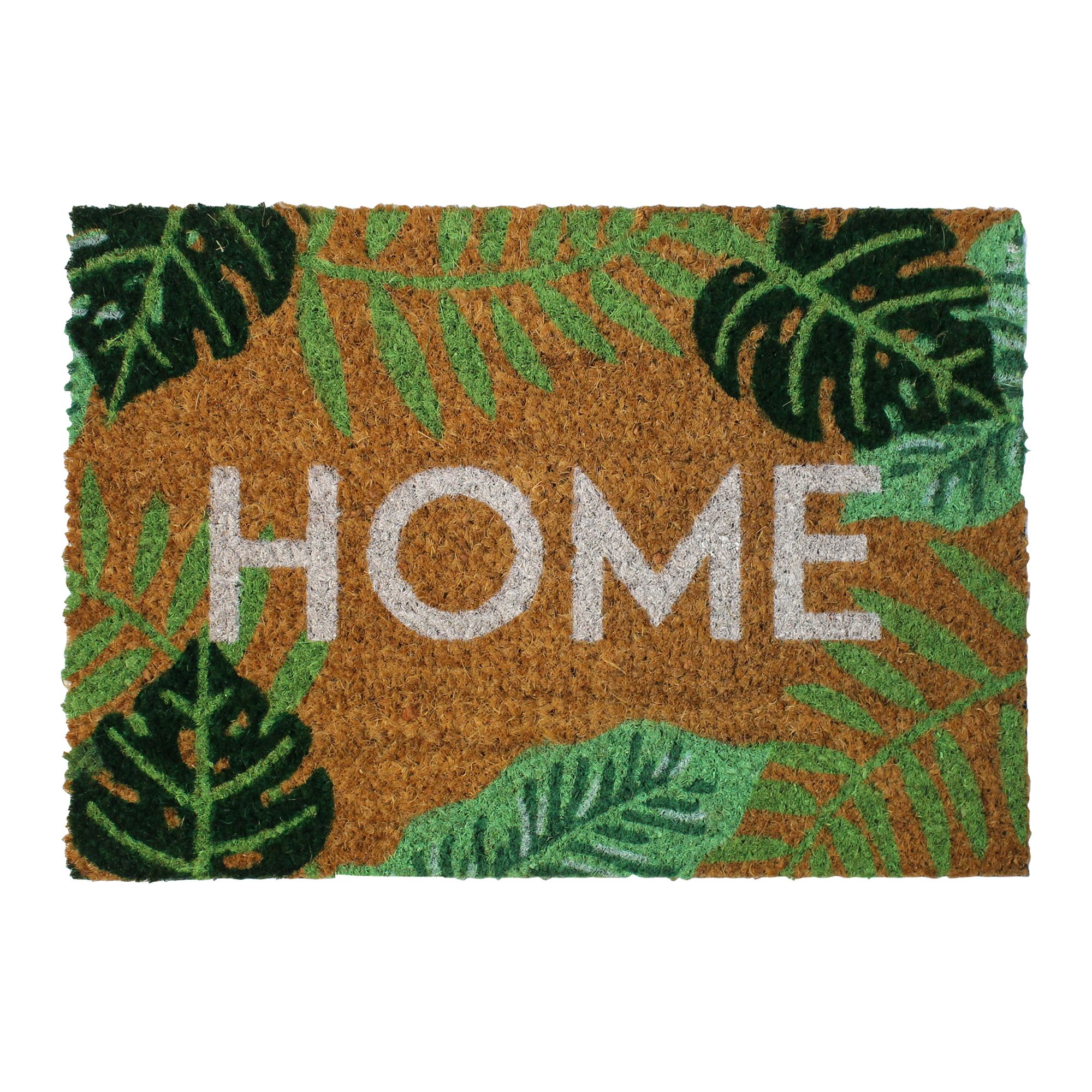 Green Tropical leaves Door mat, 57cm x 40cm | Tradepoint