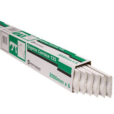 Gyproc Traditional S-shaped Paper faced plaster Coving (L)3m (W)125mm ...