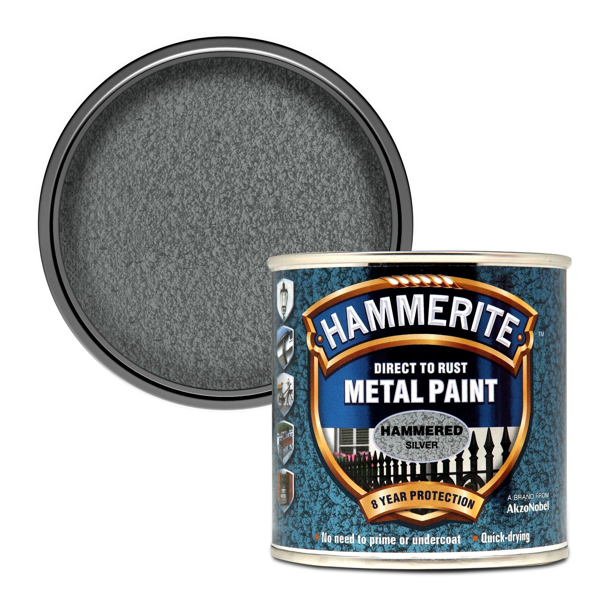 Hammerite Silver grey Hammered effect Metal paint, 250ml | Tradepoint