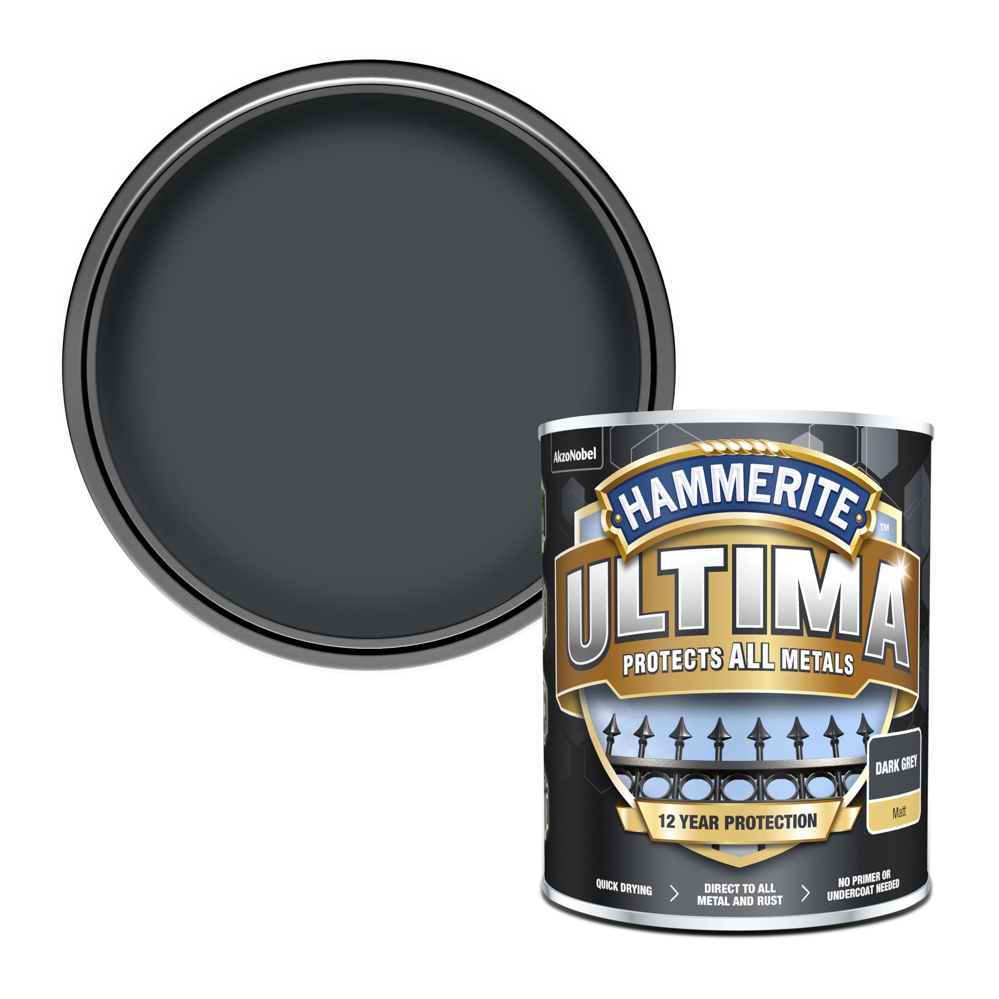 Hammerite Ultima Dark Grey Matt Multi-surface Exterior Topcoat Metal ...