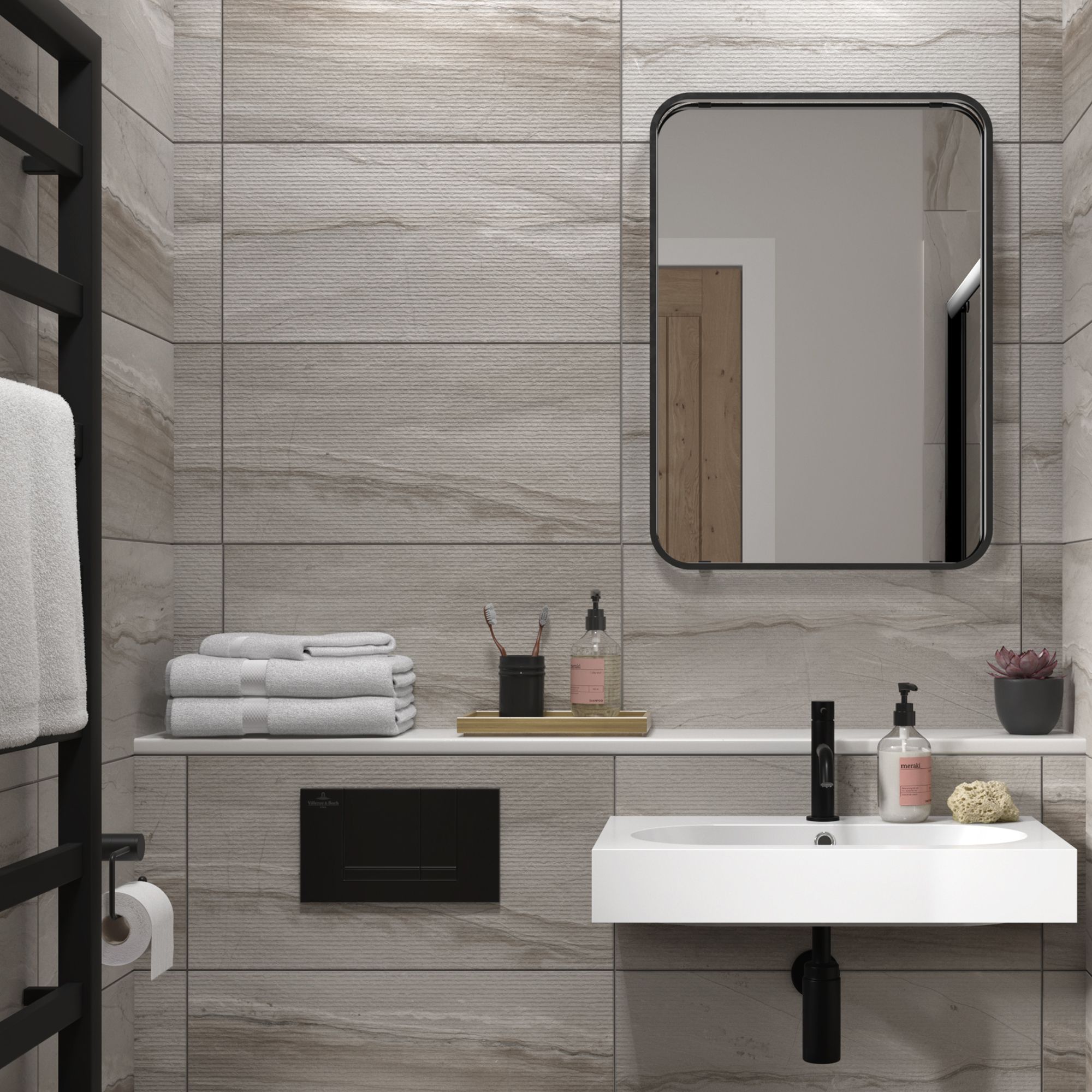 Haven Pebble Matt Ridged Stone effect Ceramic Wall Tile, Pack of 6, (L ...