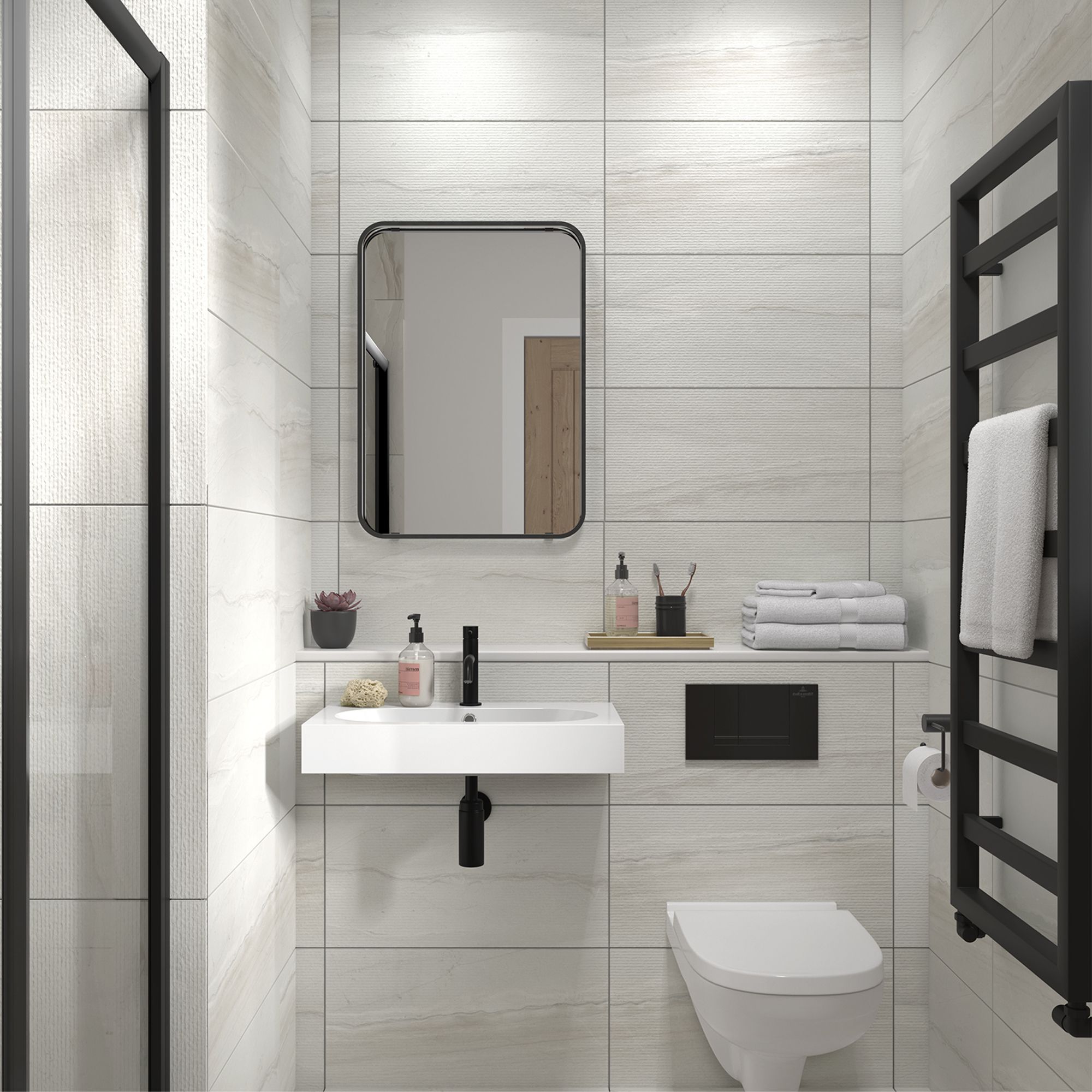 Haven Sand Matt Ridged Stone effect Ceramic Wall Tile, Pack of 6, (L ...