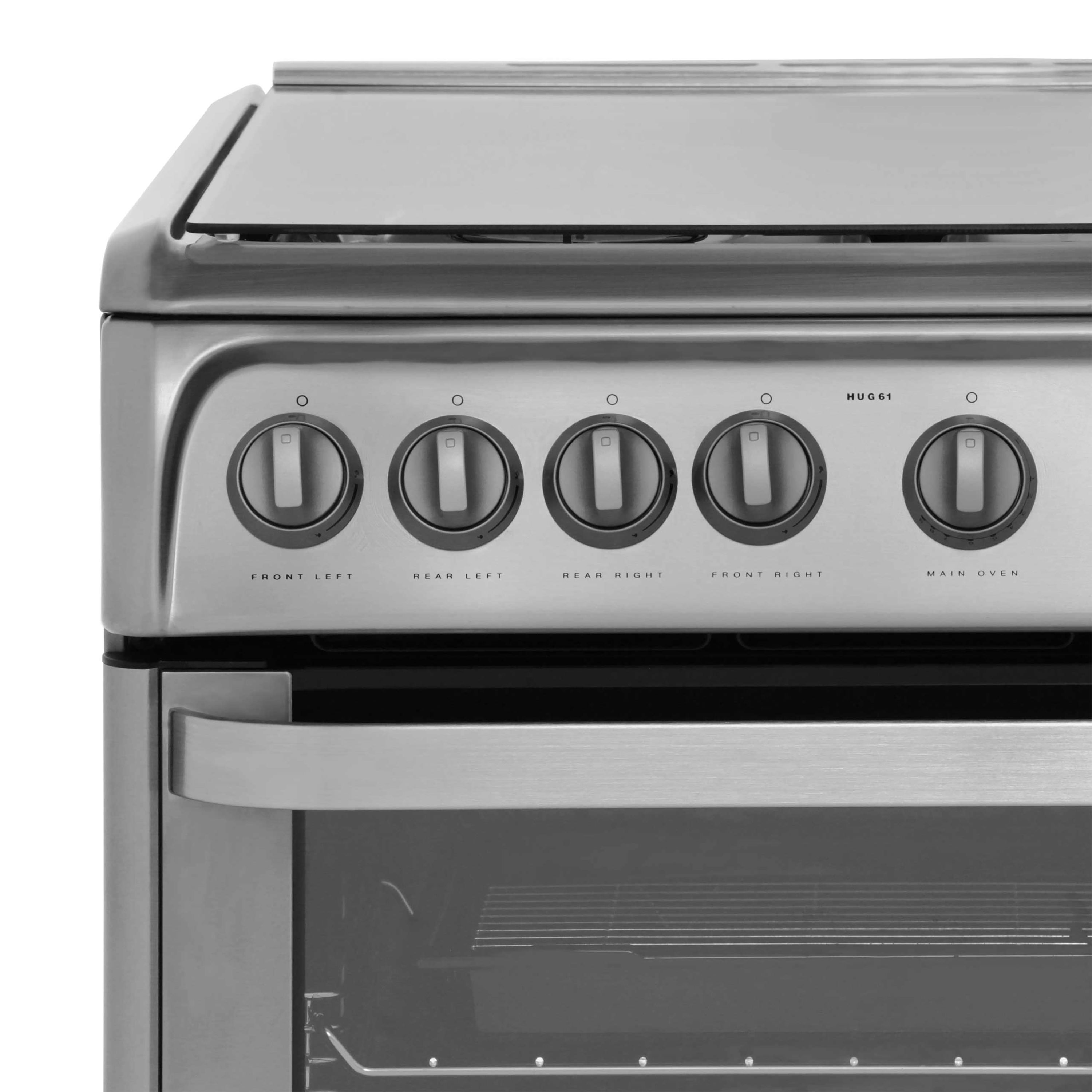 Hotpoint HUG61X 60cm Double Gas Cooker with Gas Hob - Stainless Steel ...