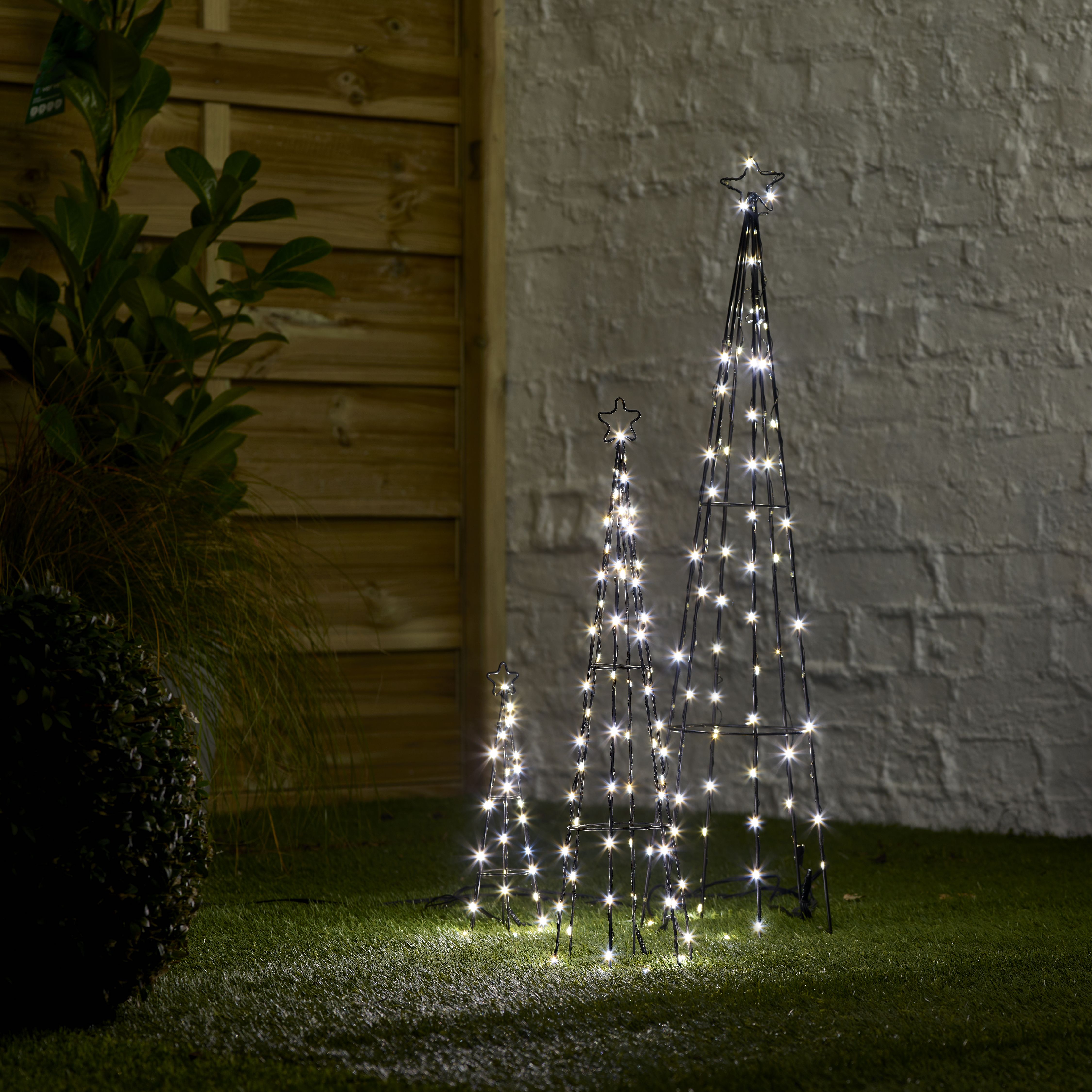 Ice white & warm white LED Black Cone Tree Single Christmas light (H ...