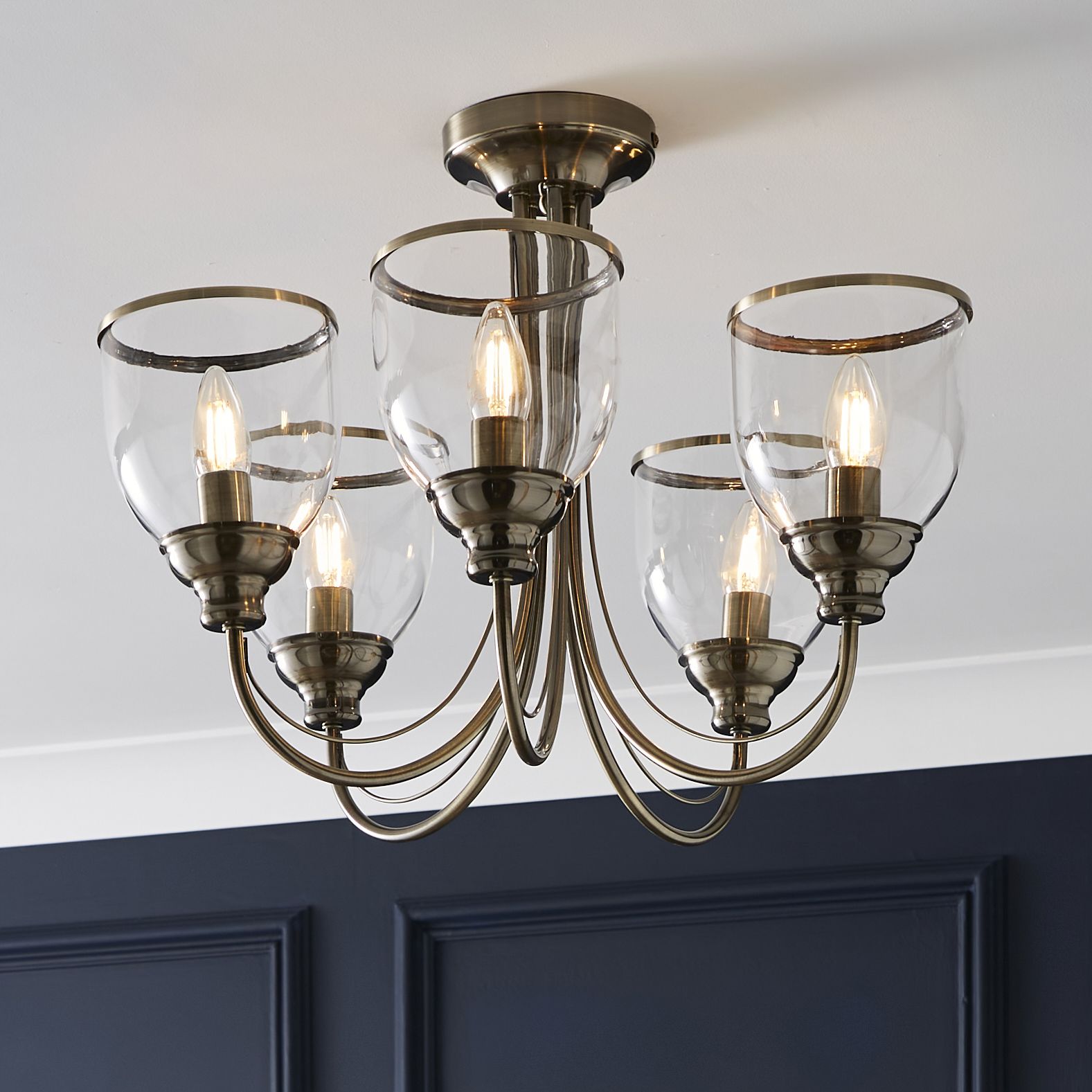 Inlight Catio Brushed Satin Glass & metal antique brass Antique brass ...