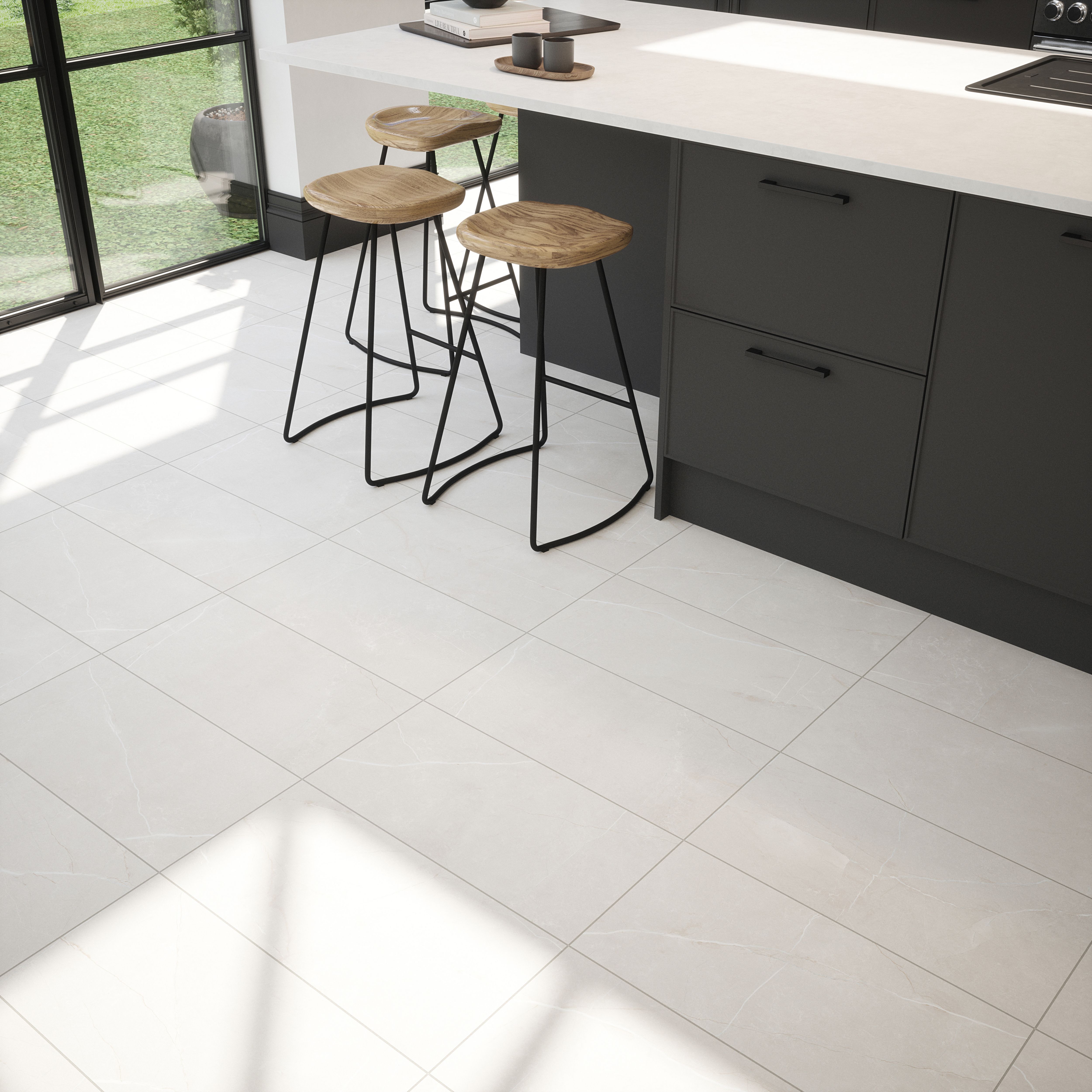 Johnson Tiles Auckland Steel Grey Matt Stone effect Ceramic Indoor Wall ...