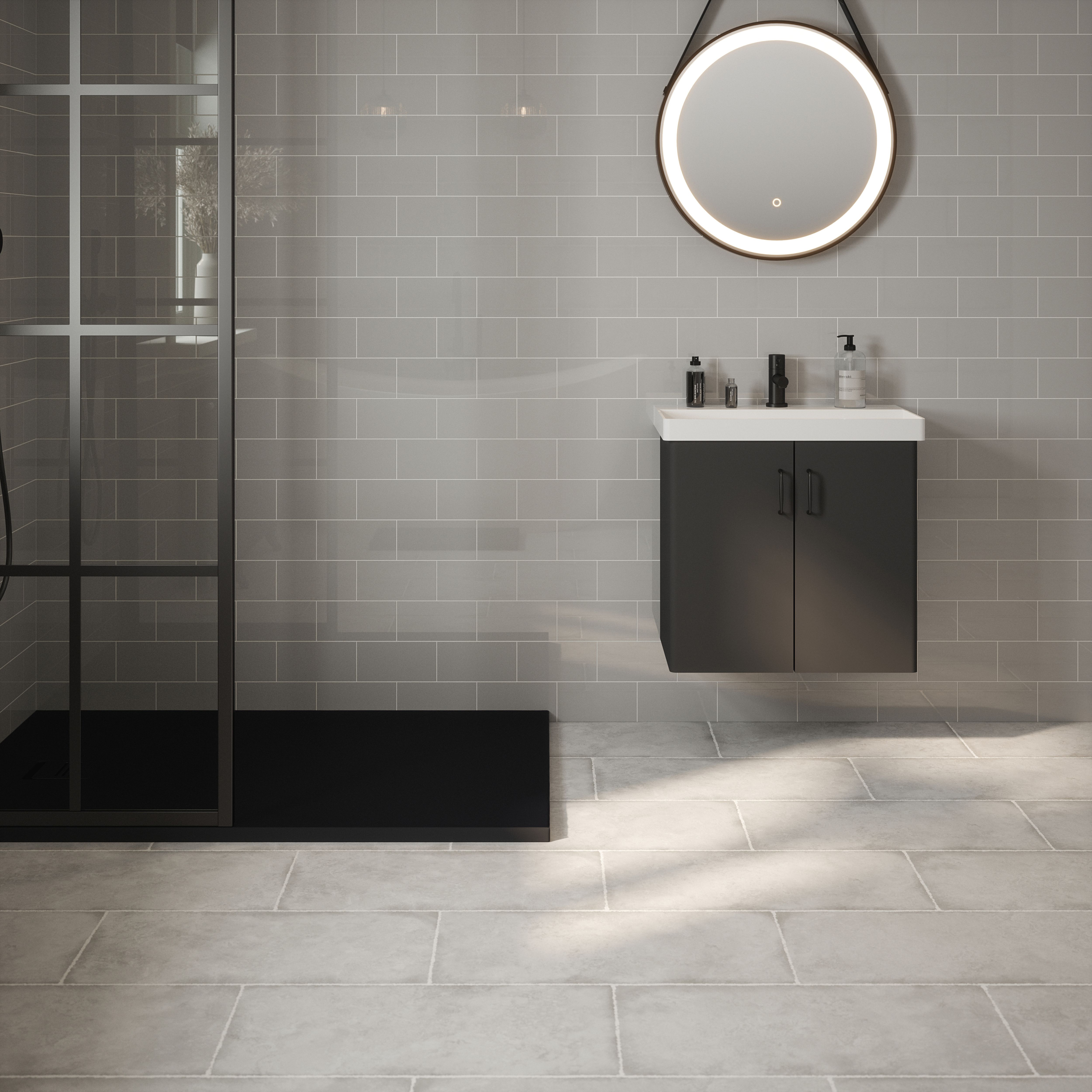 Johnson Tiles Elvaston Grey Matt Stone effect Textured Porcelain Indoor ...