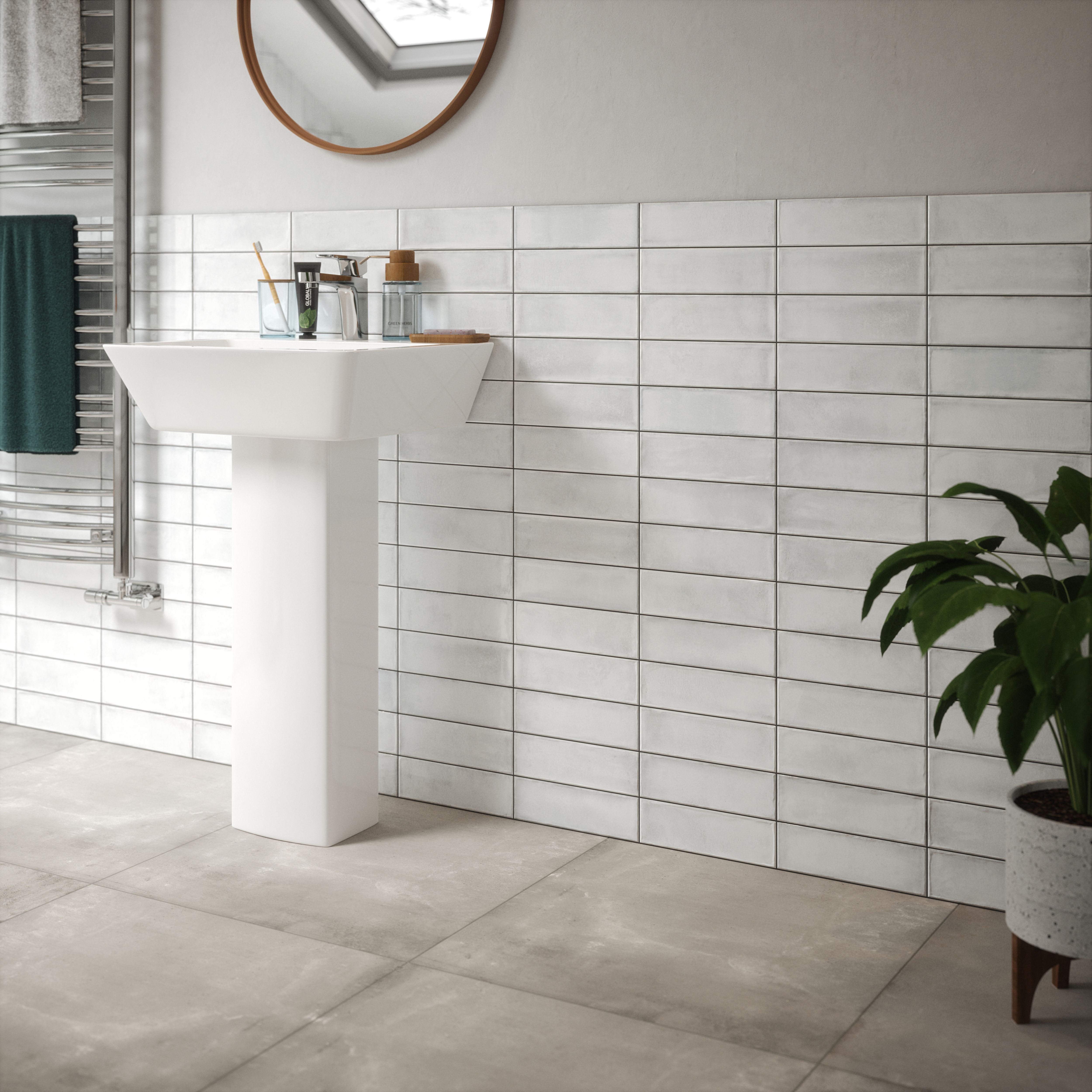 Johnson Tiles Maya White Gloss Structured Plain Textured Ceramic Indoor ...