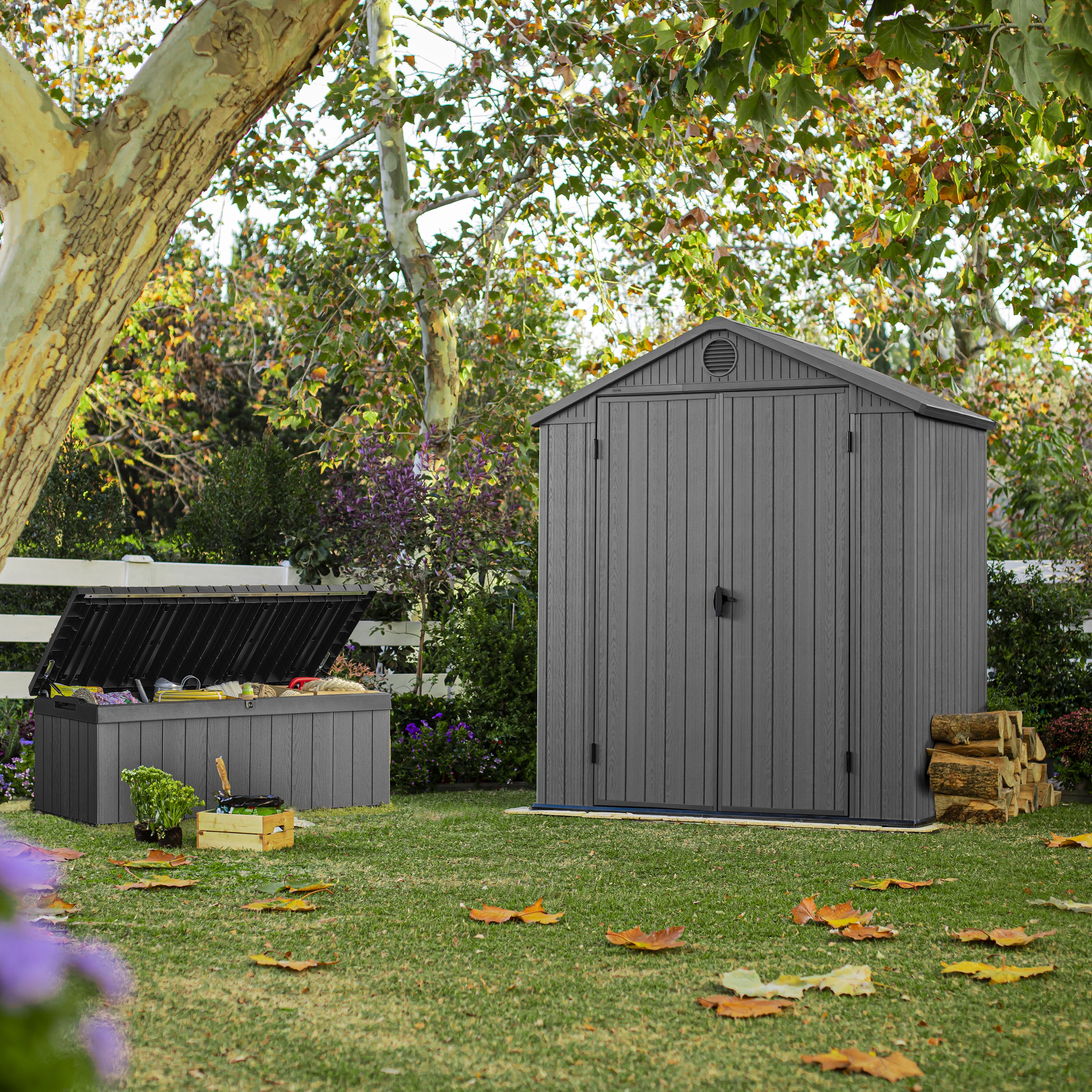 Keter Darwin 6x4 ft Grey Plastic 2 door Shed with floor | Tradepoint