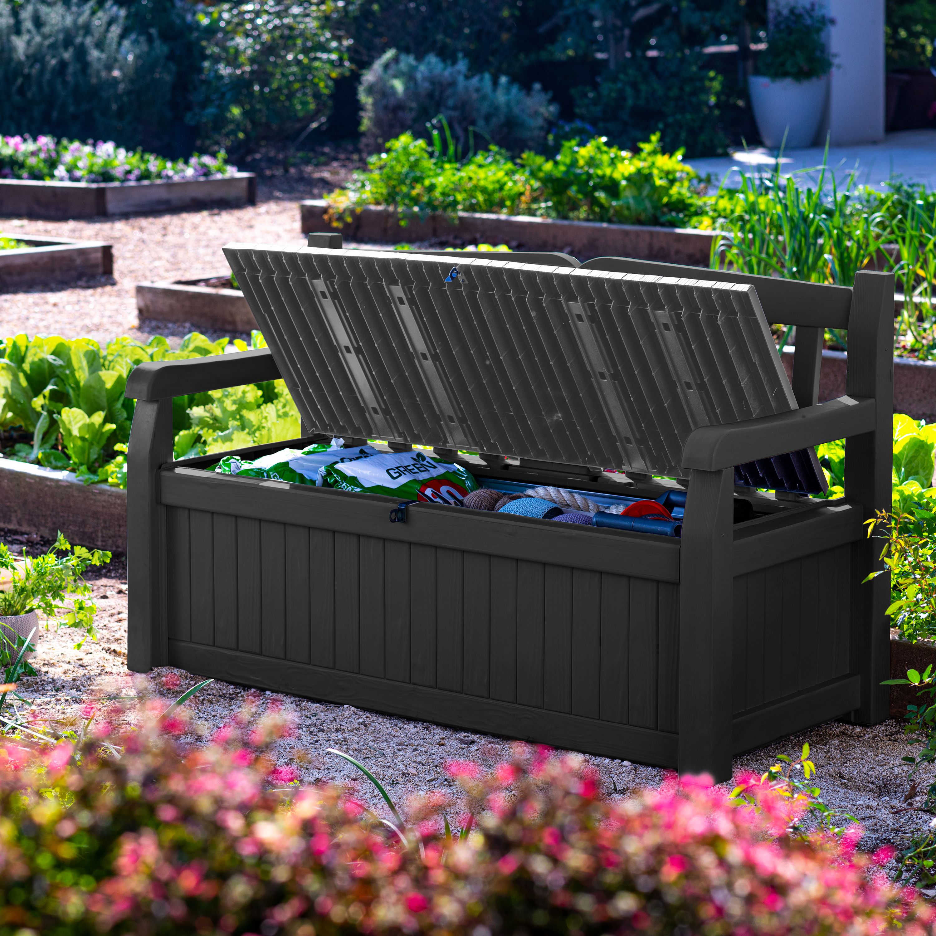 Keter Eden Grey Plastic Storage bench (W) 140cm x (D) 60cm